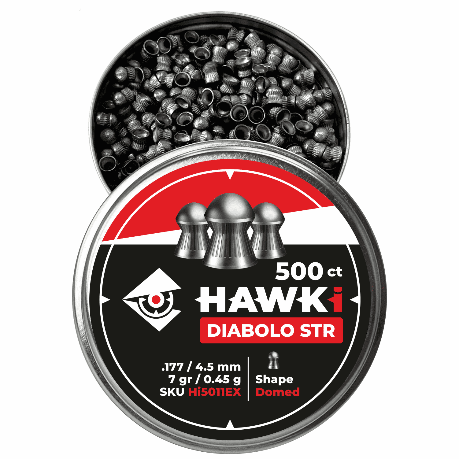 Hawki Ammunition Airgun Pellets, 177/4.5mm Caliber, Domed Head, 500 ...