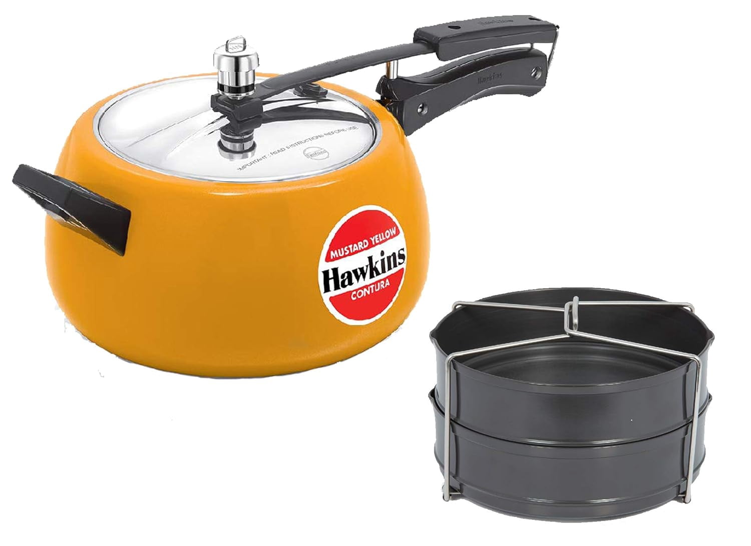 Hawkins Contura Ceramic Coated 5 Ltr Mustard Yellow Pressure Cooker ...