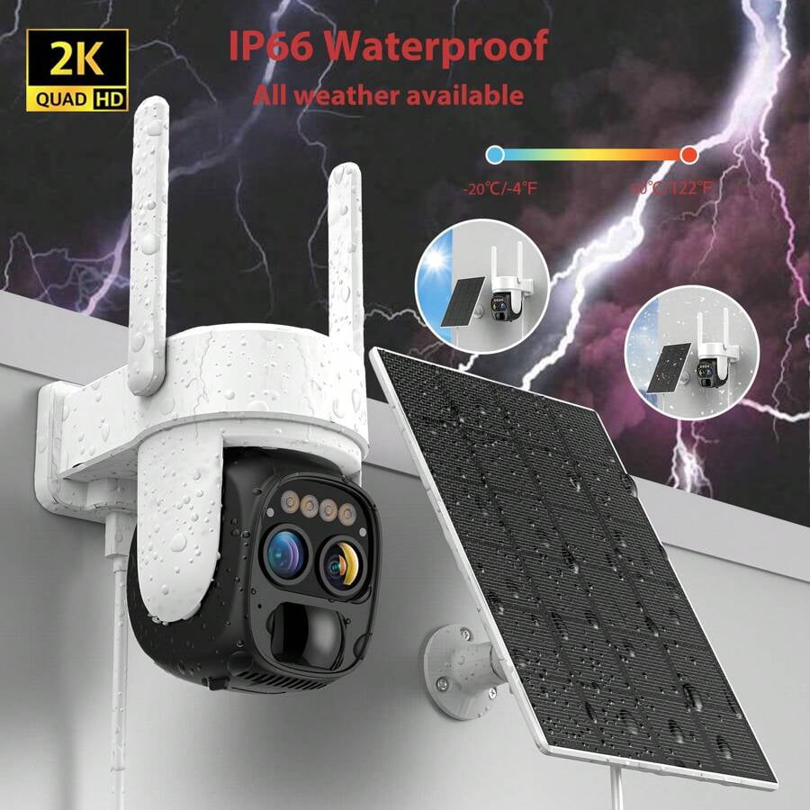 Hawkray [10x Zoom] 2K Low-Power CCTV Solar-Powered Wireless Outdoor ...