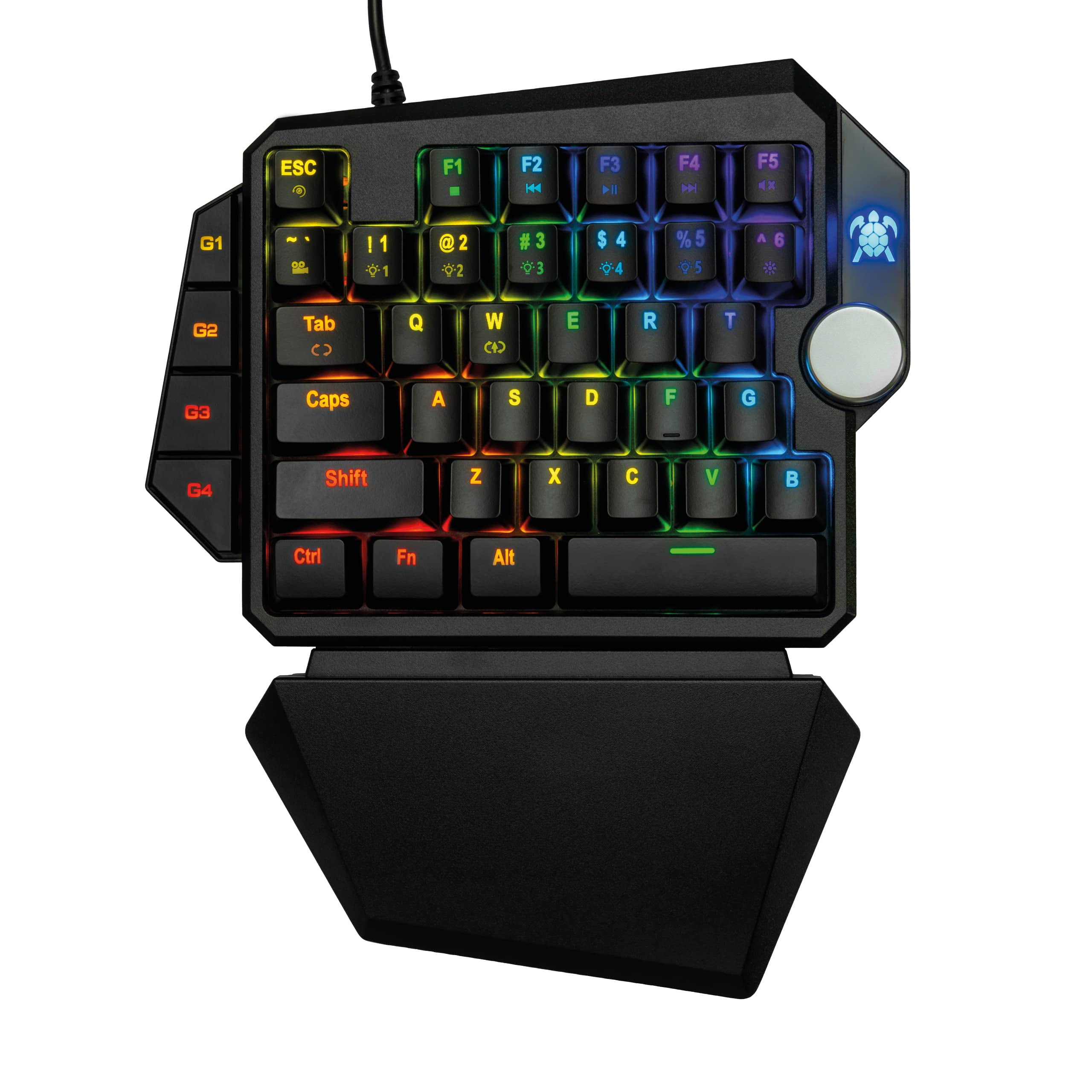 Hawksbill H5 One Handed Macro Gaming Keyboard - Rotating Backlit RGB ...