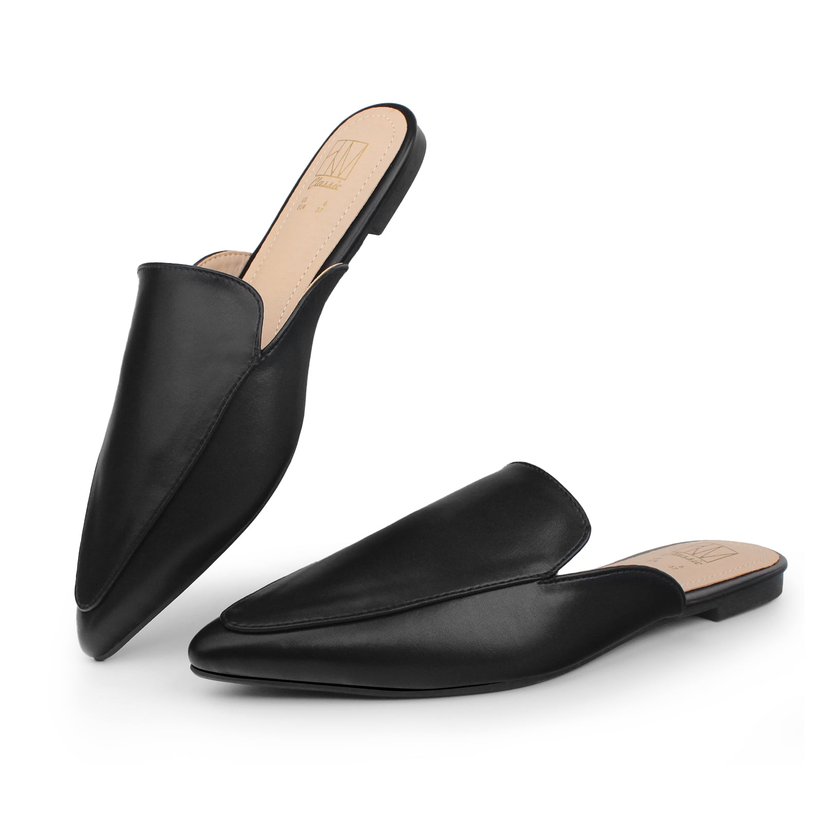 Hawkwell Women's Backless Slip on Slides Comfortable Loafer Shoes Flats ...