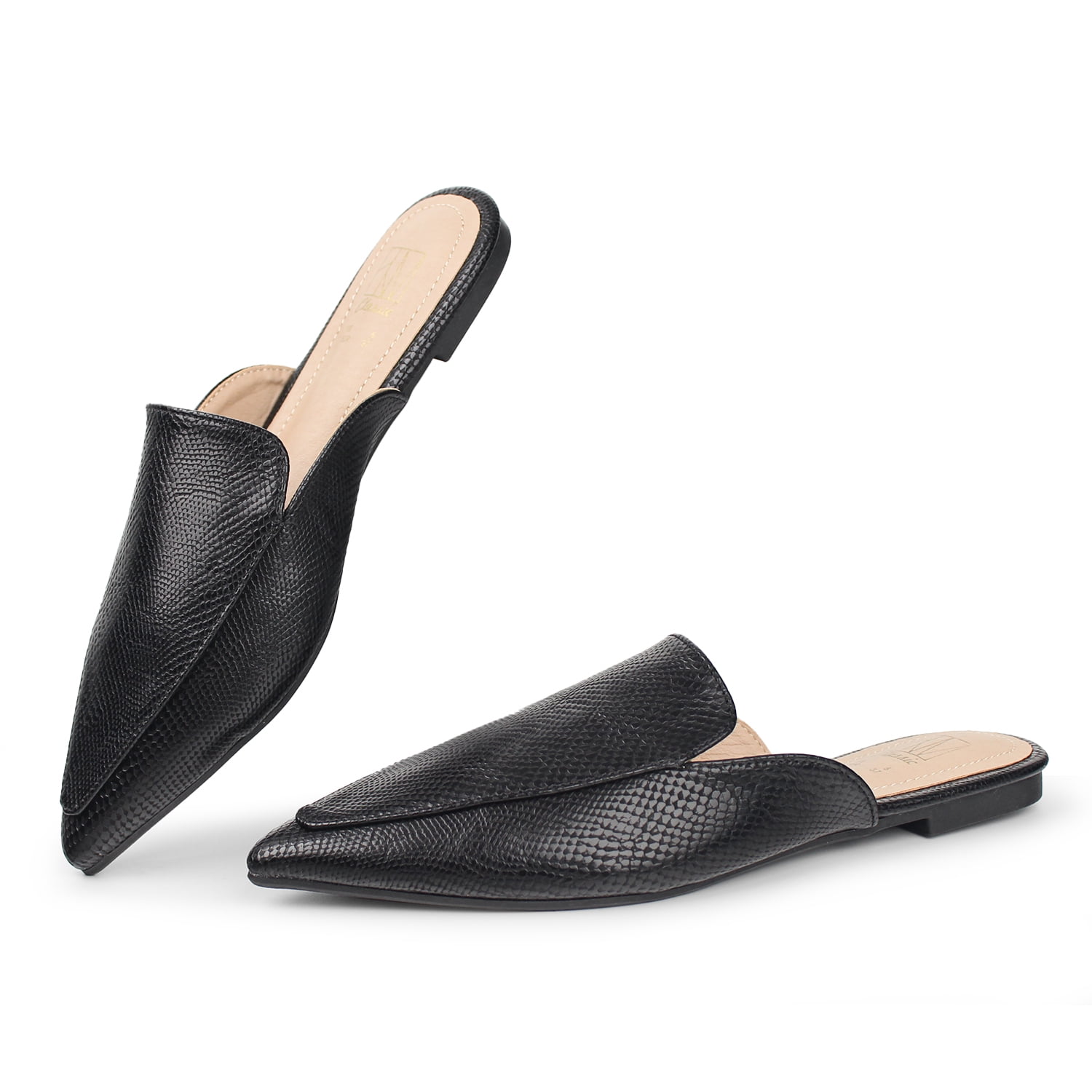 Hawkwell Women's Backless Slip on Slides Comfortable Loafer Shoes Flats ...