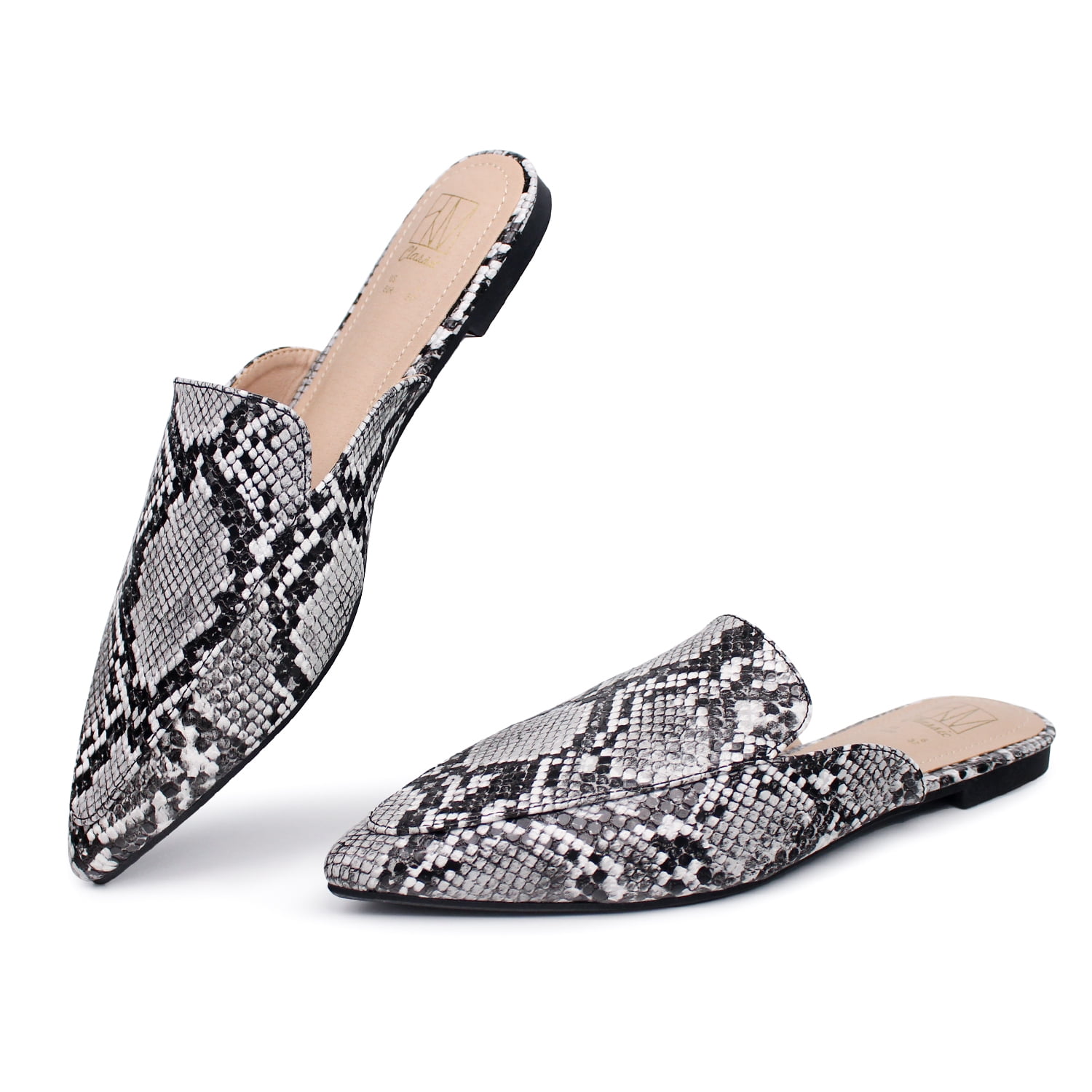 Hawkwell Women's Backless Slip on Slides Comfortable Loafer Shoes Flats ...