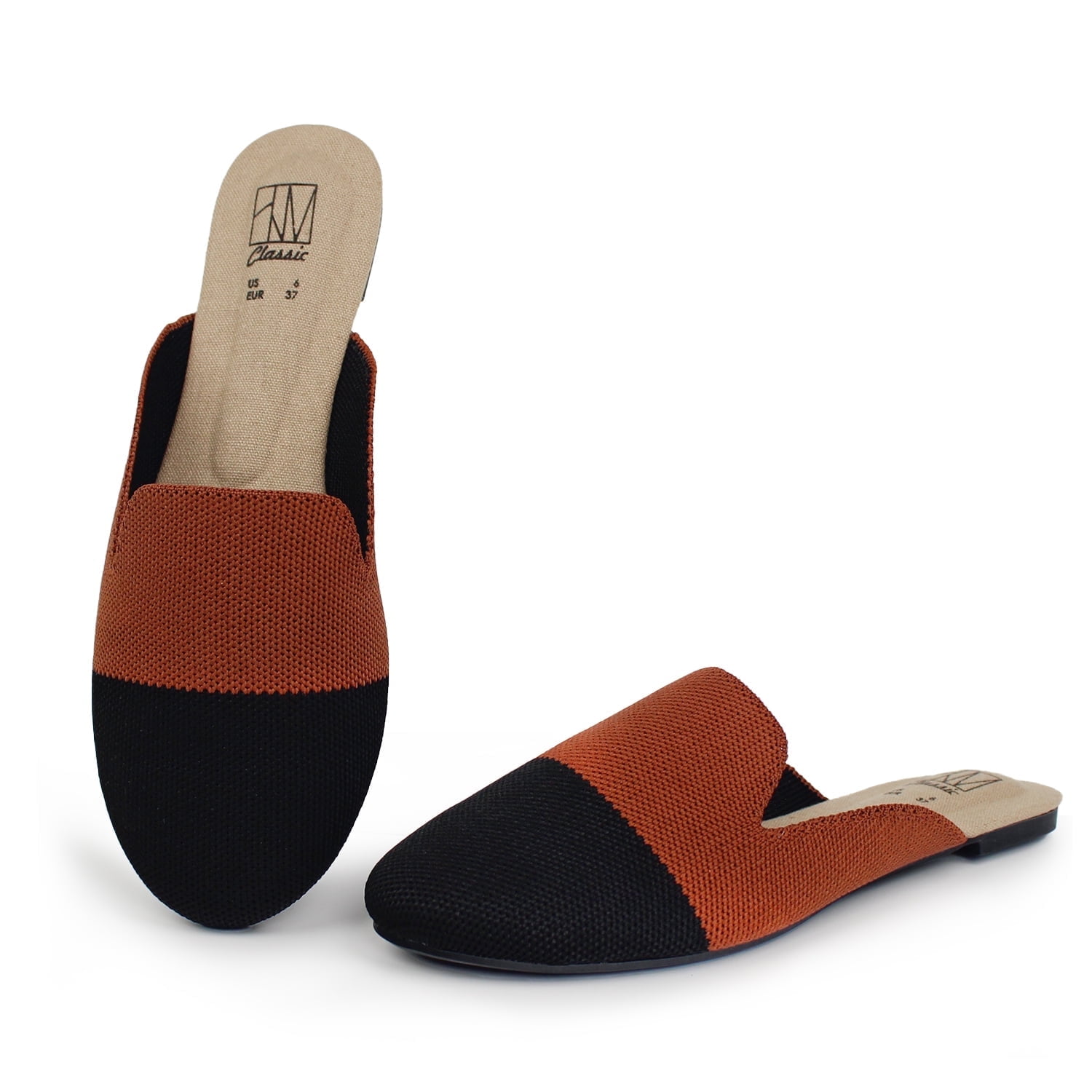 Hawkwell Women's Backless Slip on Slides Loafer Mesh Walking Shoes ...