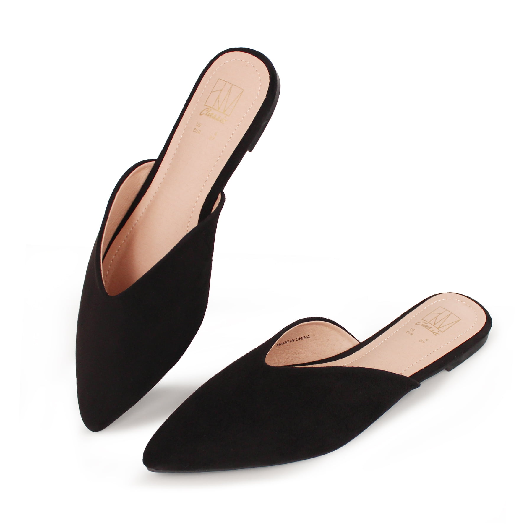 Hawkwell Women's Backless Slip on Slides Loafer Shoes Comfortable Flats ...