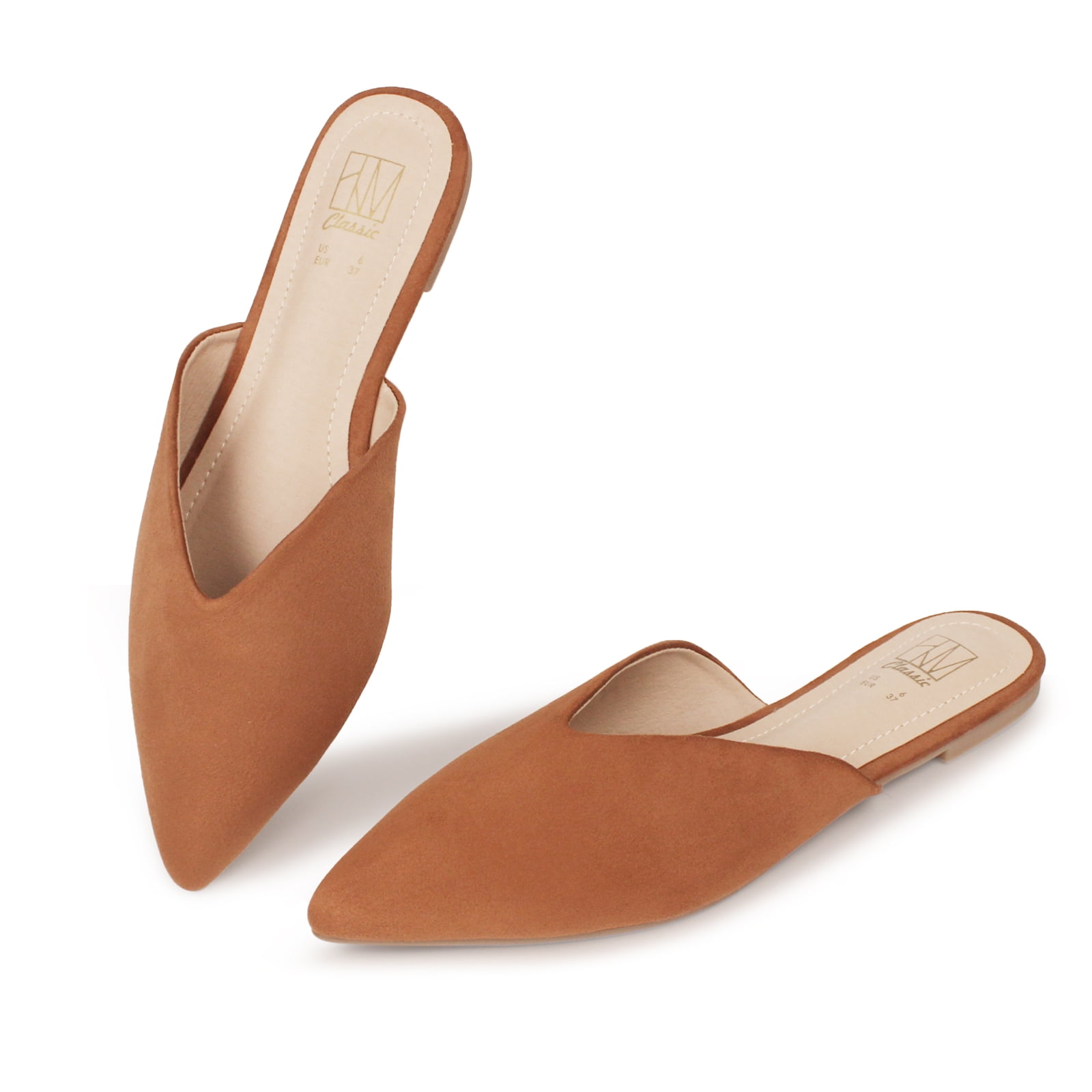 Hawkwell Women's Backless Slip on Slides Loafer Shoes Comfortable Flats ...