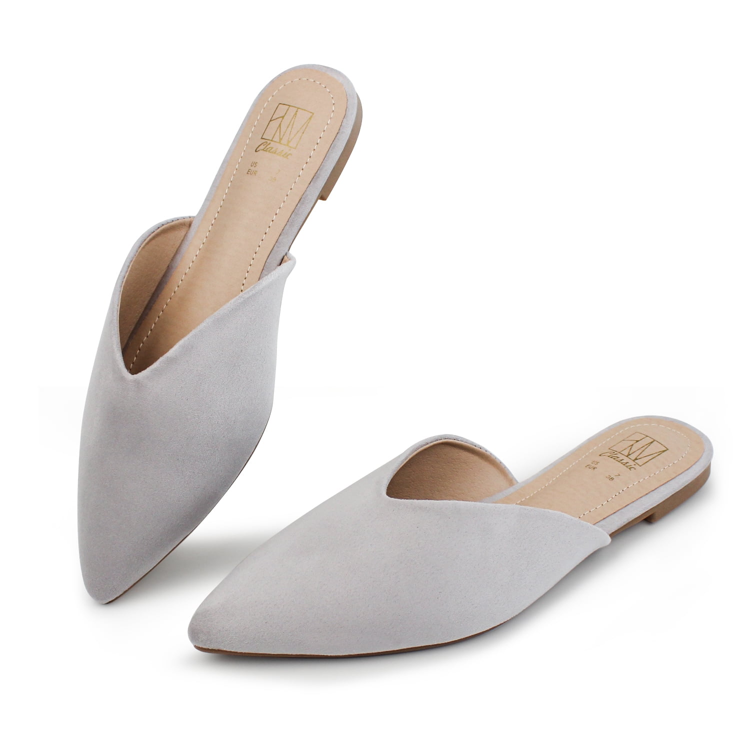 Hawkwell Women's Backless Slip on Slides Loafer Shoes Comfortable Flats ...