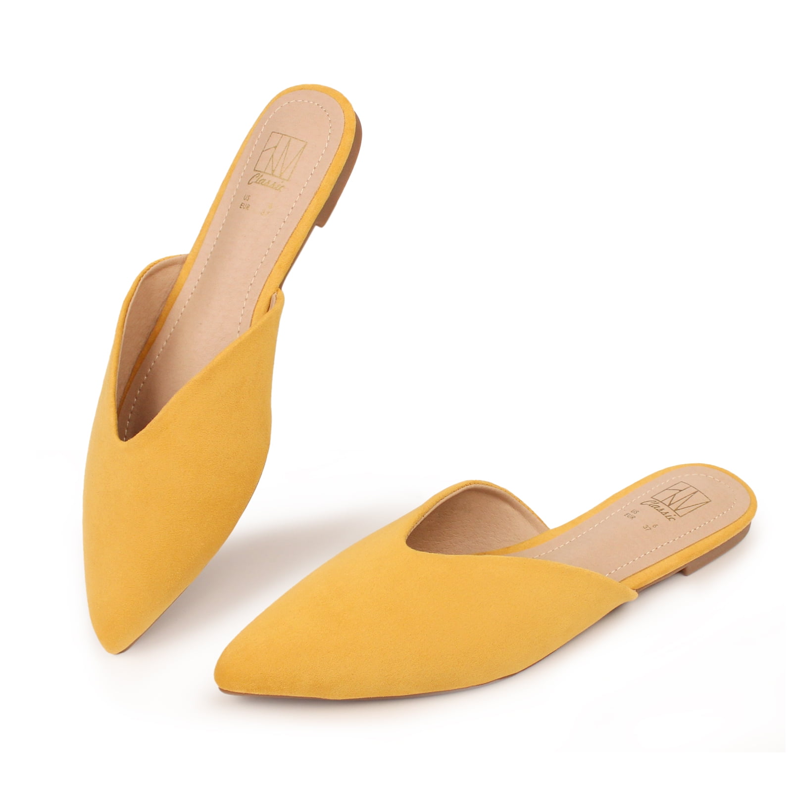 Hawkwell Women's Backless Slip on Slides Loafer Shoes Comfortable Flats ...