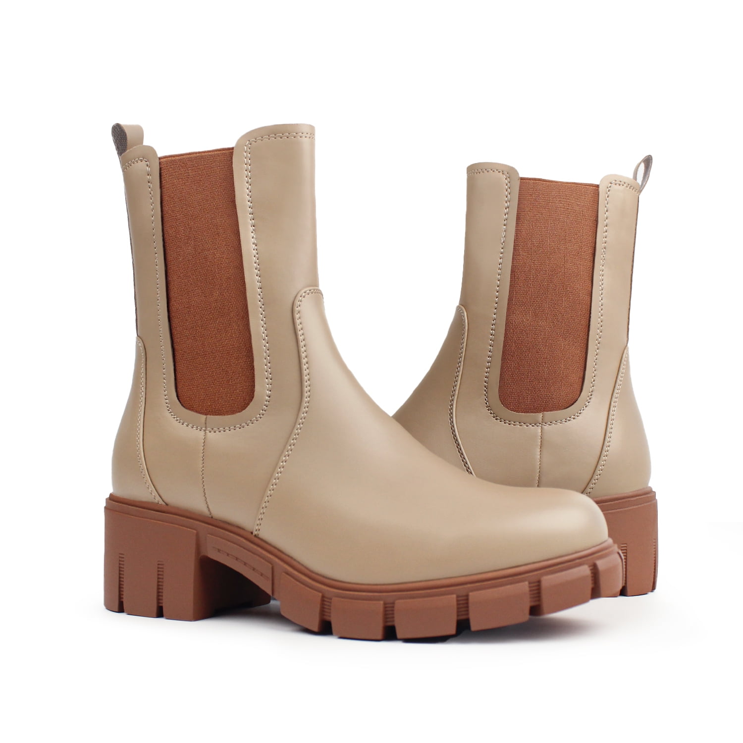 Hawkwell Women's Platform Chelsea Boots Chunky Ankle Boots Elastic ...