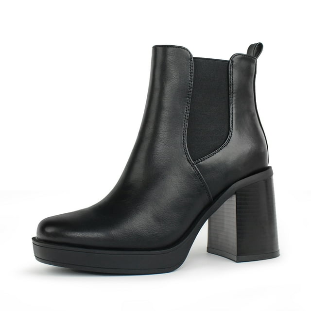 Hawkwell Women's Platform Side Zipper Chelsea Boots Chunky High Heel ...