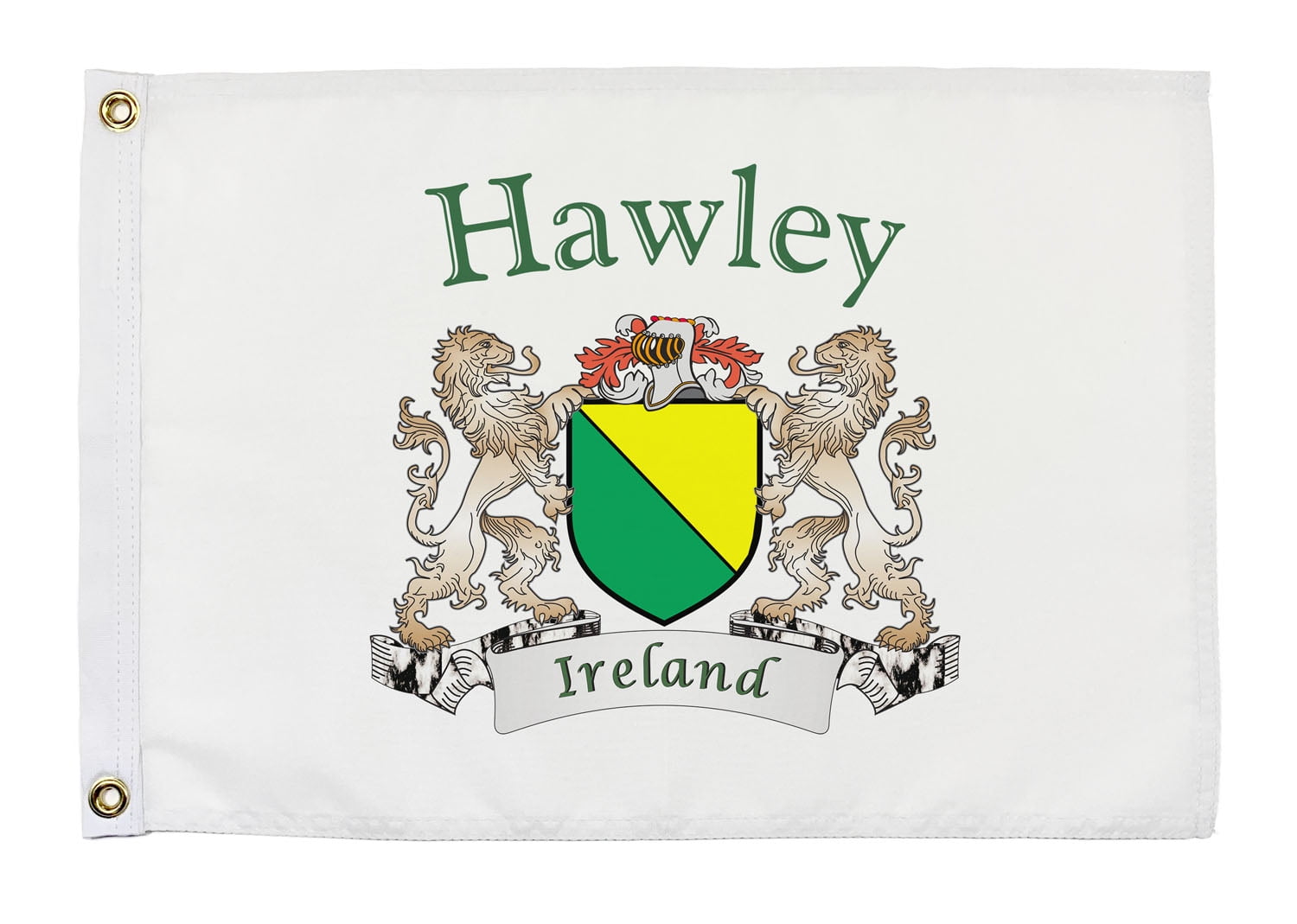 Hawley Irish Coat of Arms Small White Flag - 16"x10.5" inches - Walmart.com