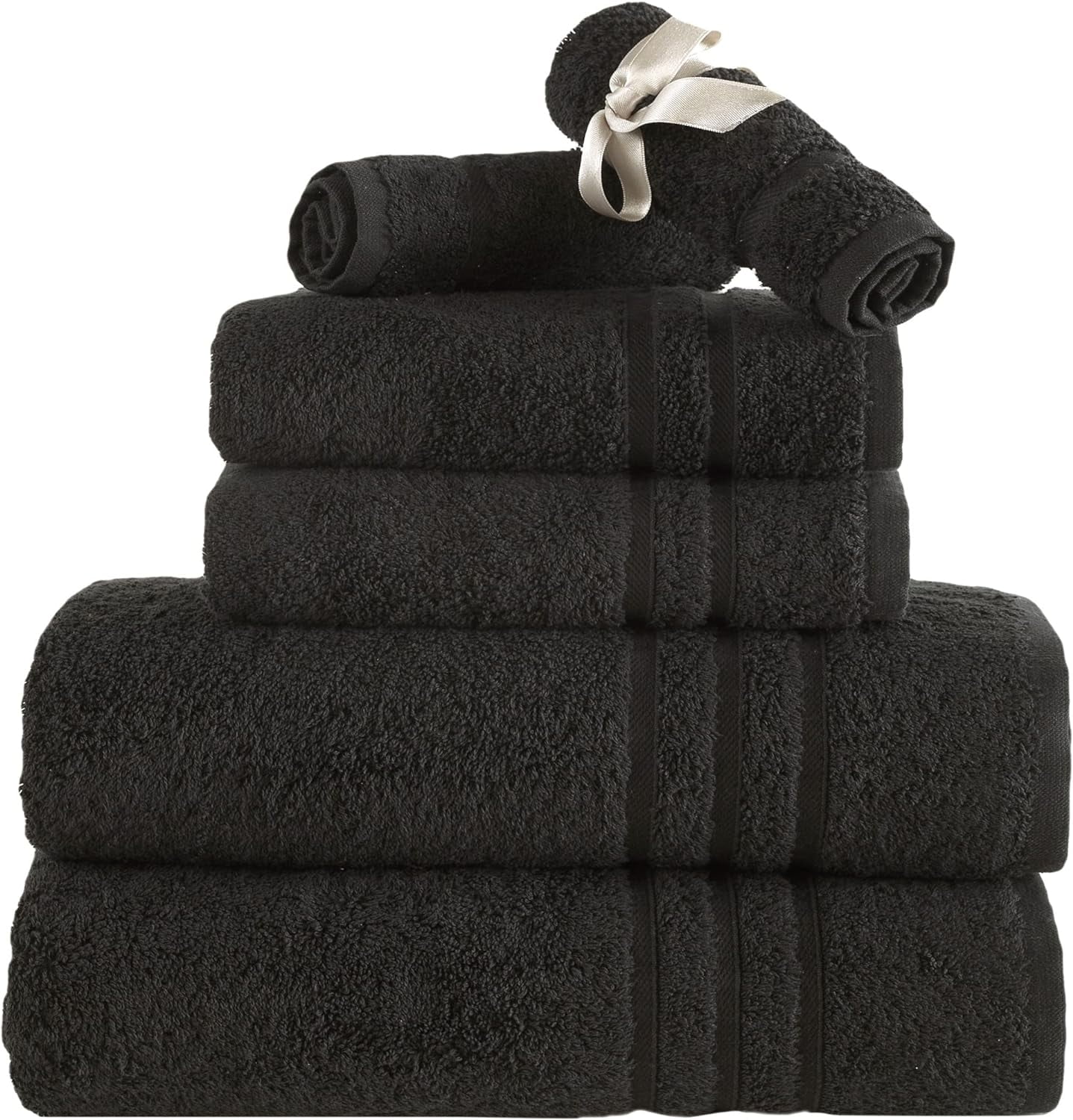 Hawmam Linen Black 6 Pack Bath Linen Sets for Bathroom Original Turkish ...