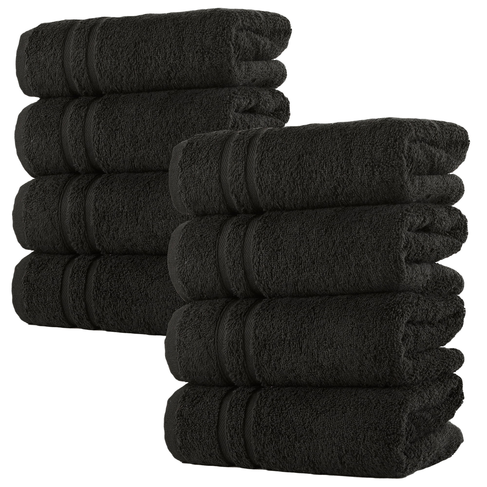 Hawmam Linen Black Hand Towels Set of 8, Turkish Cotton, Quick Dry, Low ...
