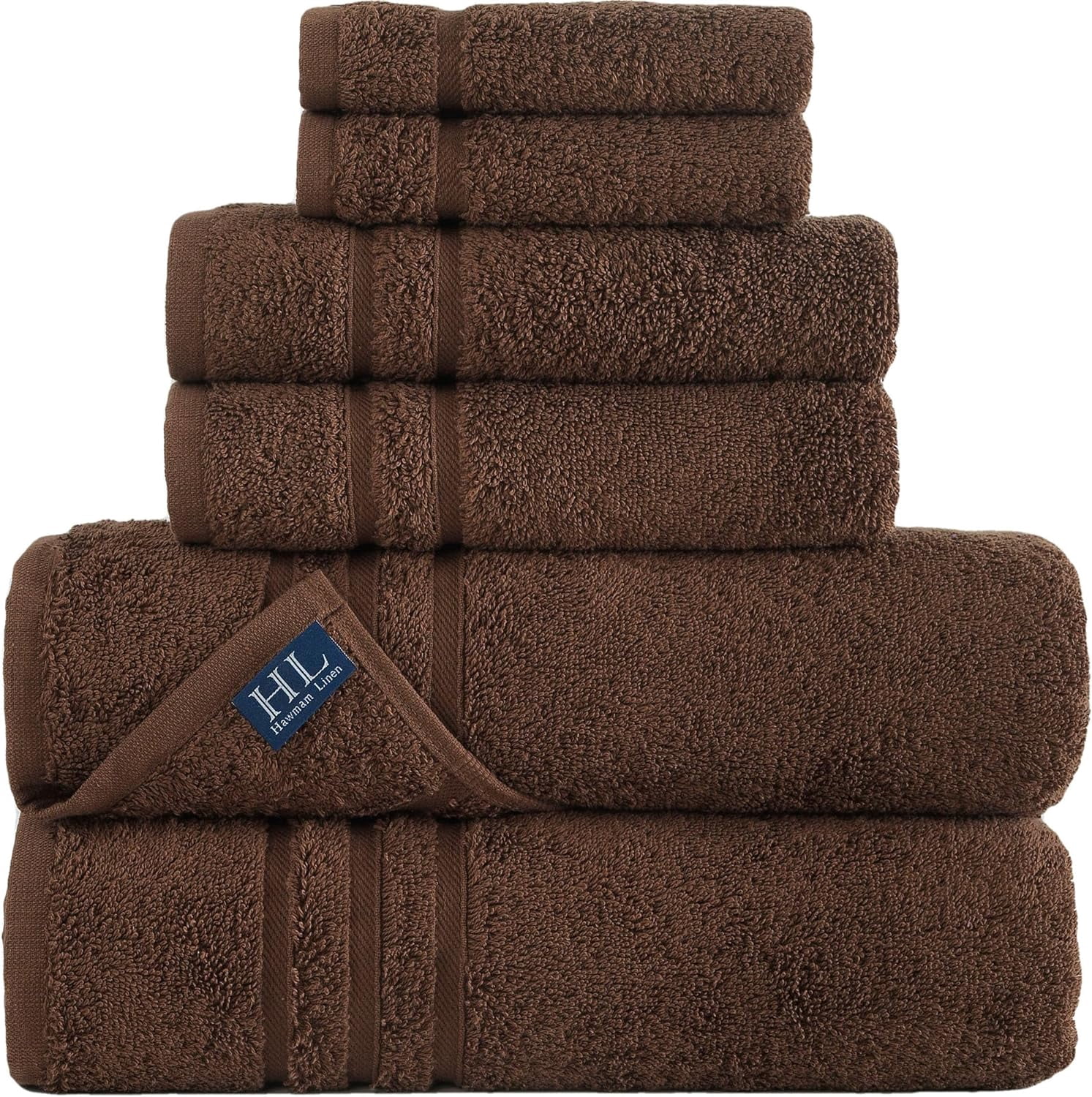 Hawmam Linen Bathroom Accessories - 6-Piece Bathroom Set - 100% Turkish ...