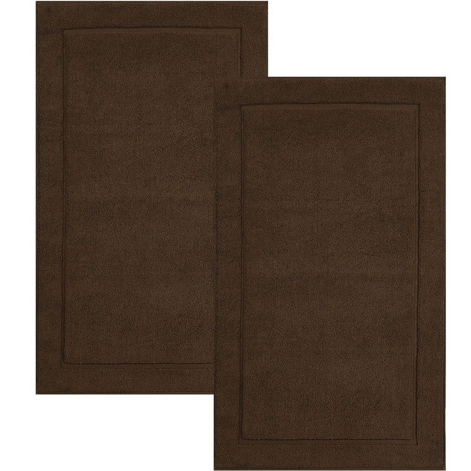 Hawmam Linen Reversible Cotton Banded Bath Mats, 21x34 inches, Pack of ...