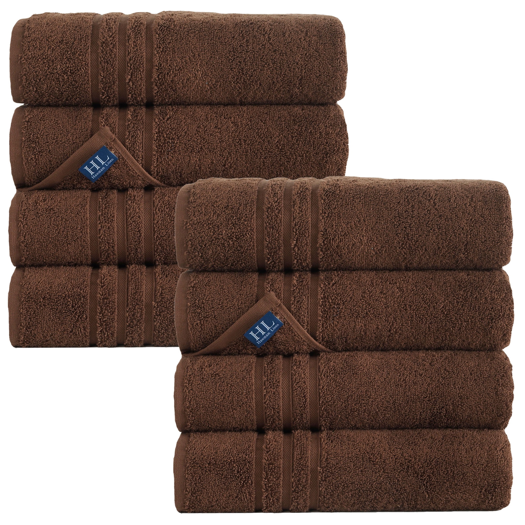 Hawmam Linen Brown Bath Towels 8-Pack - Luxury 27' x 54' 600 GSM ...