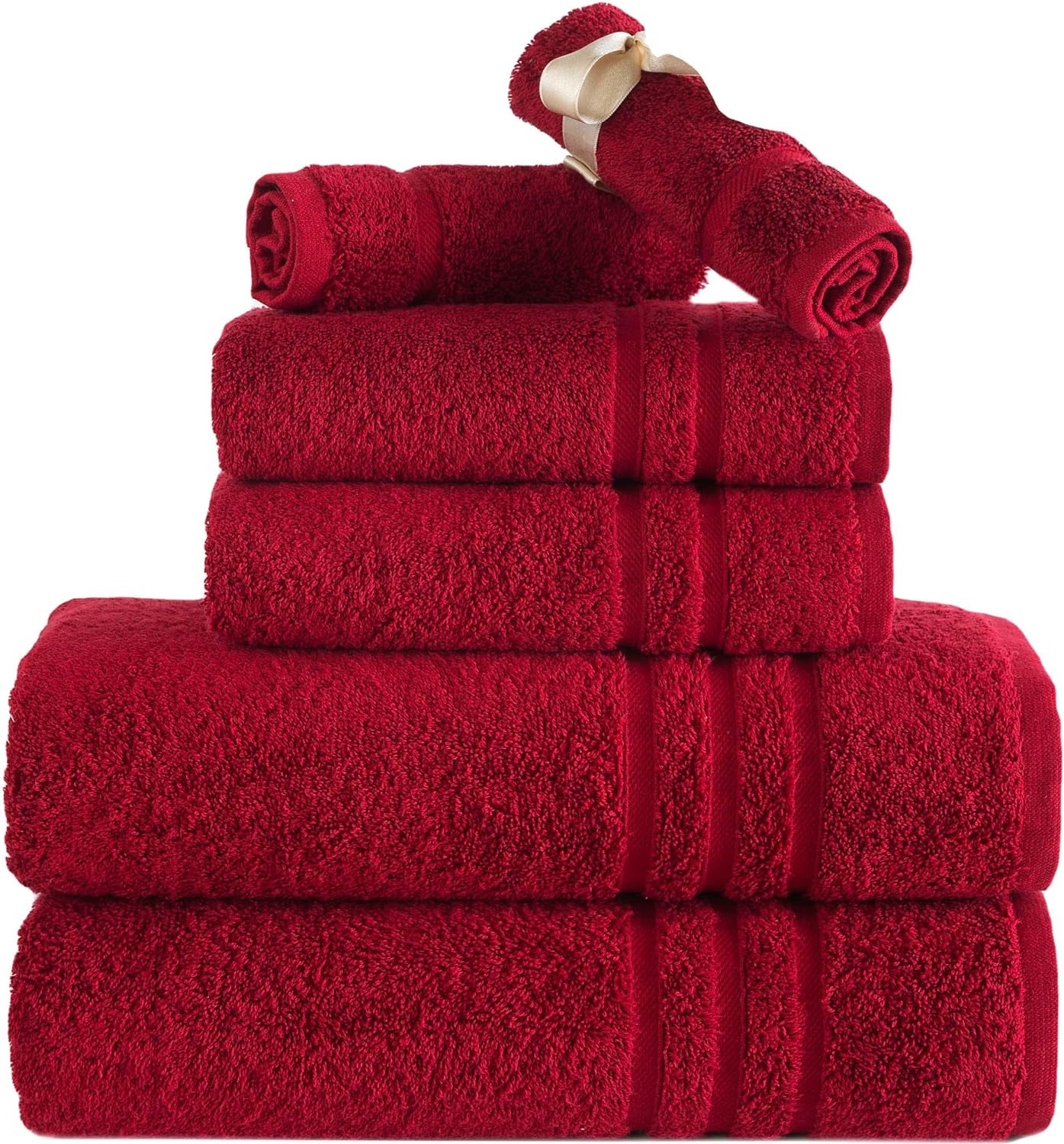 Hawmam Linen Burgundy 6 Pack Bath Linen Sets for Bathroom Original ...