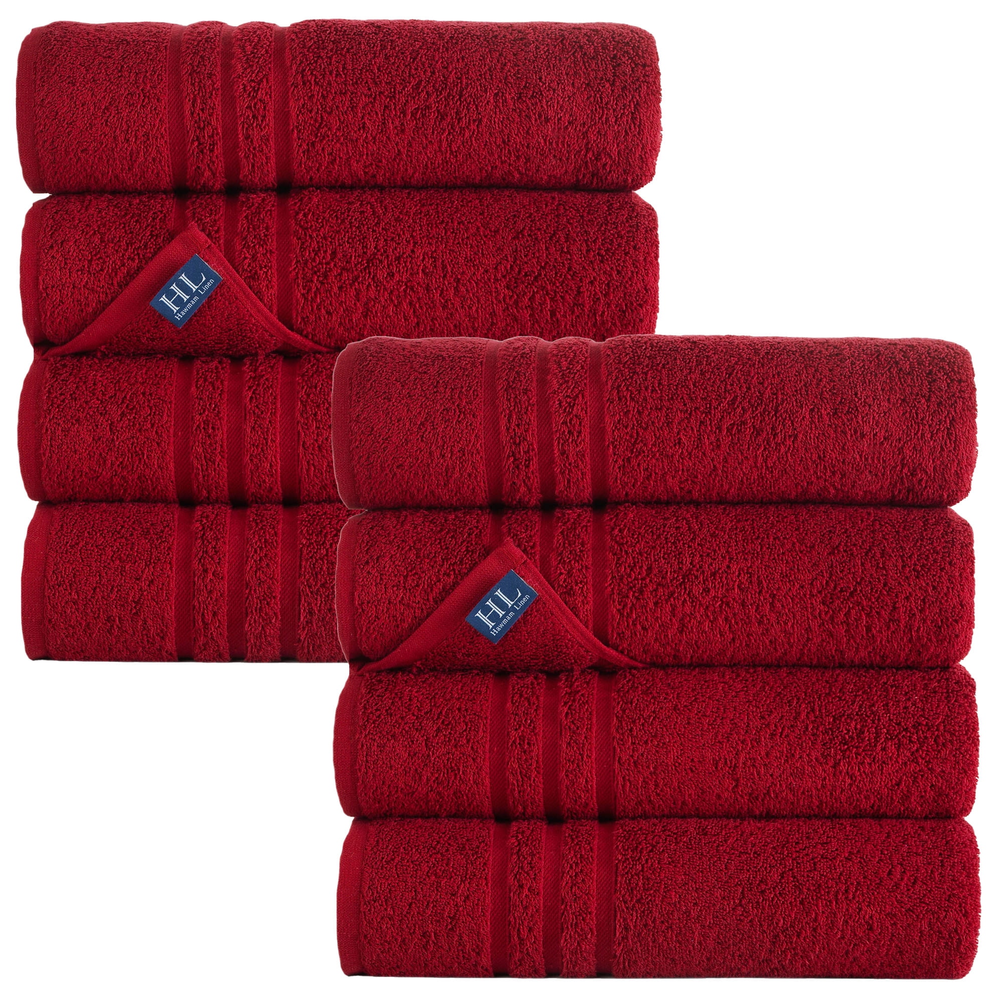 Hawmam Linen Burgundy Bath Towels, 100% Turkish Cotton, Soft & Fluffy ...