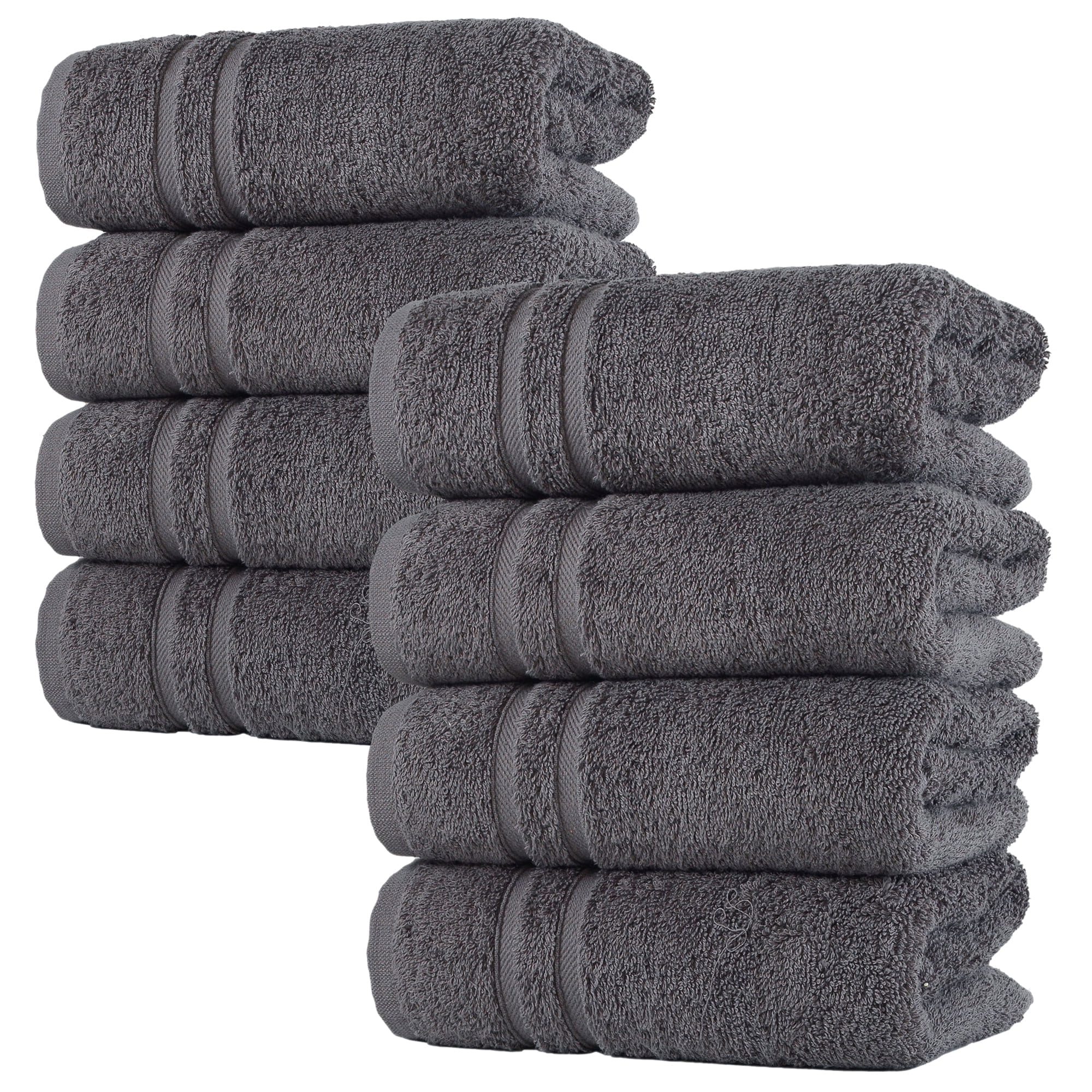 Hawmam Linen Gray Hand Towels Set of 8 – Luxury Cotton Hand Towels for ...