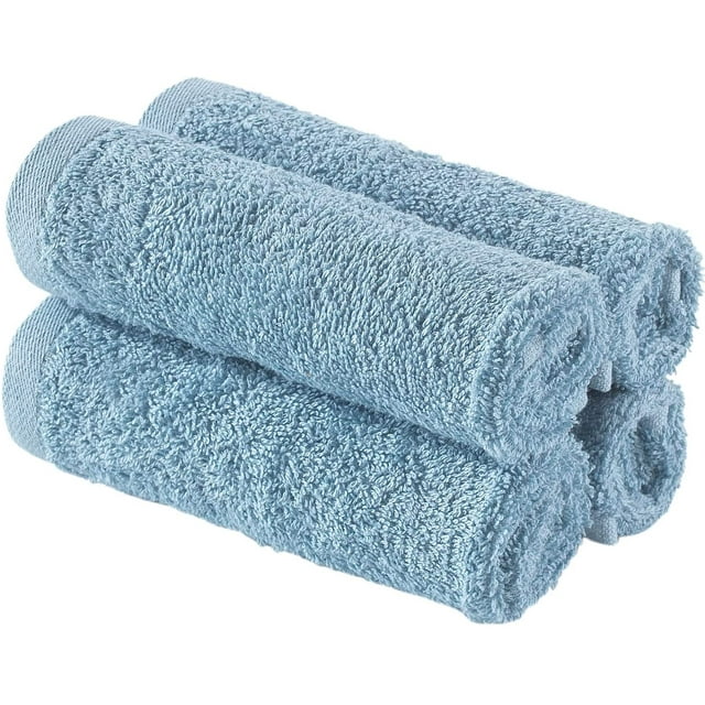 Hawmam Linen Light Blue Wash Cloths for Your Face And Body – Pack of 4 ...