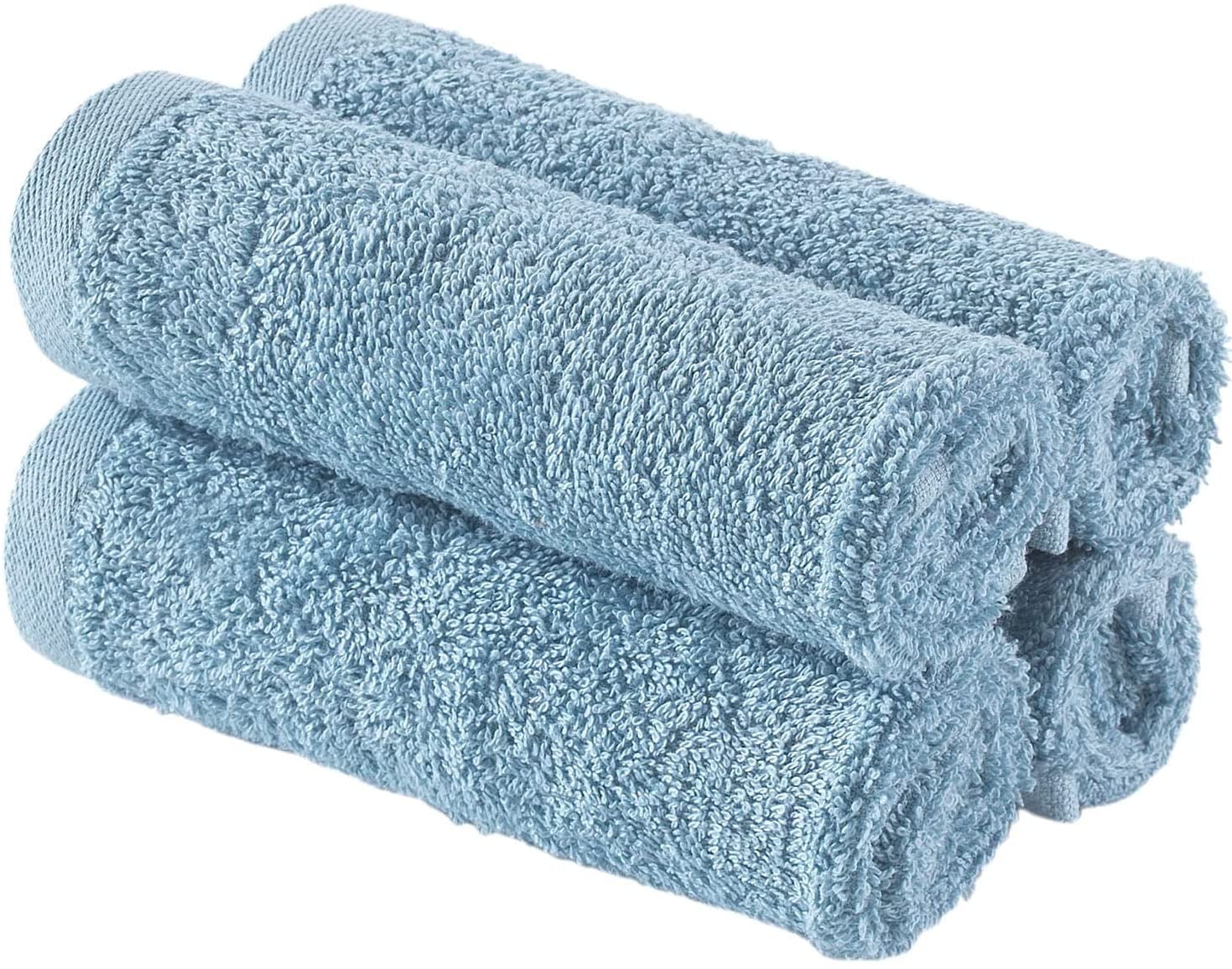 Hawmam Linen Light Blue Wash Cloths, Luxury Turkish Cotton Face Towels ...