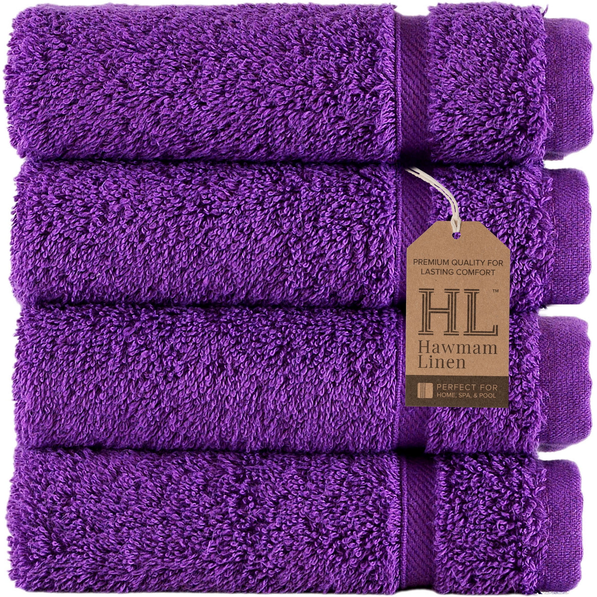 Hawmam Linen Lilac Purple Wash Cloths Set of 4 - 100% Turkish Cotton ...