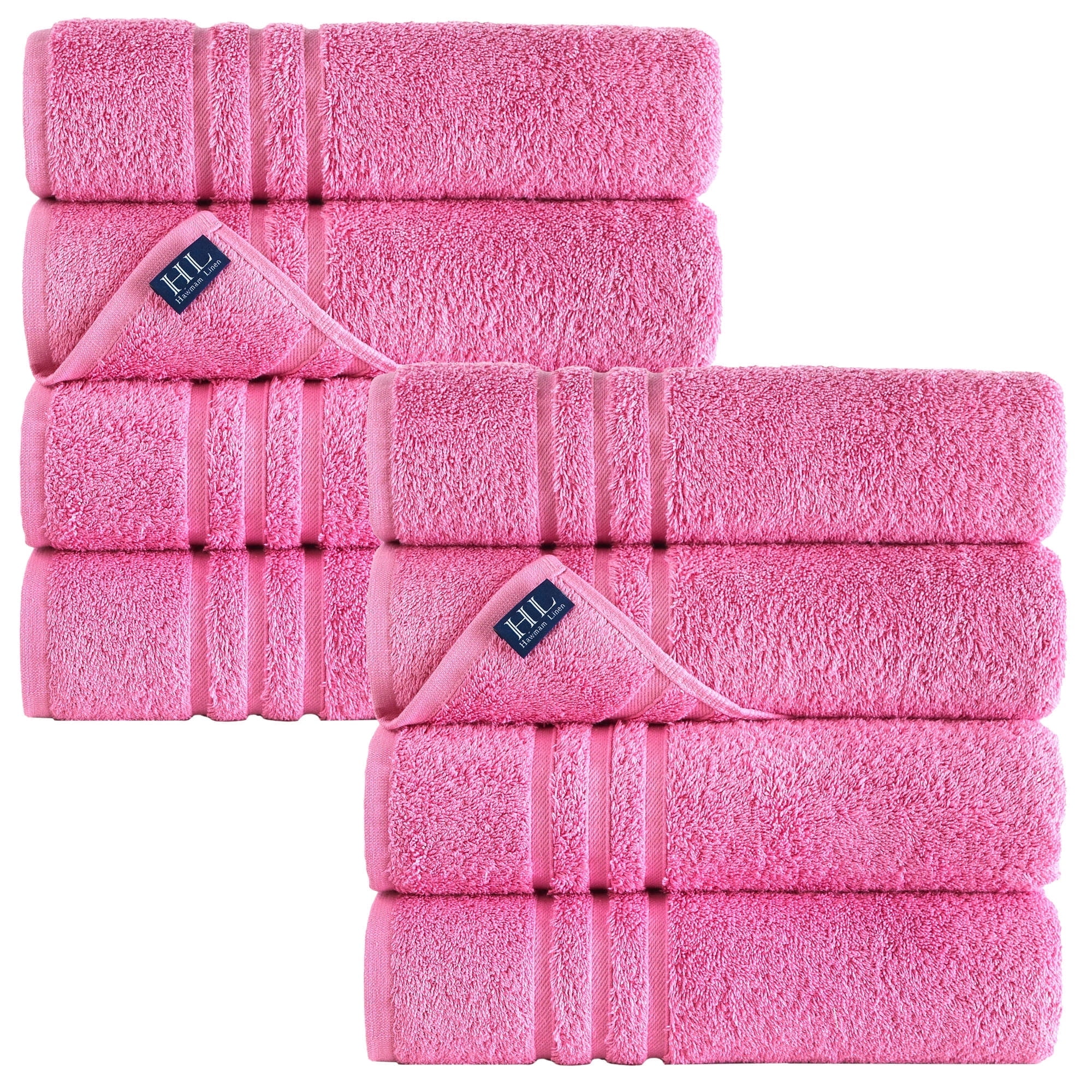 Hawmam Linen Pink Towels - 8-Pack Set, 100% Turkish Cotton, Pink Towel ...