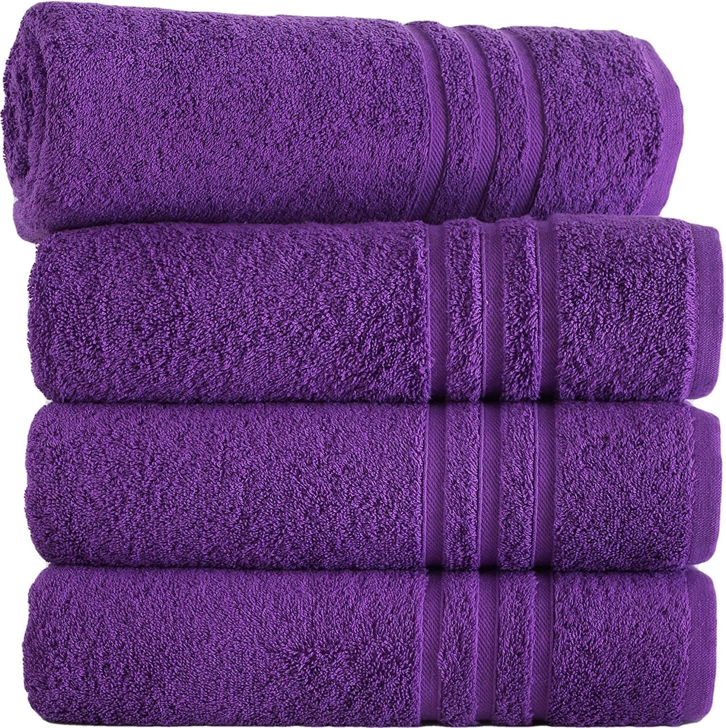 Hawmam Linen Purple Towels - 4 Piece Set of Luxury Lilac Bath Towels ...