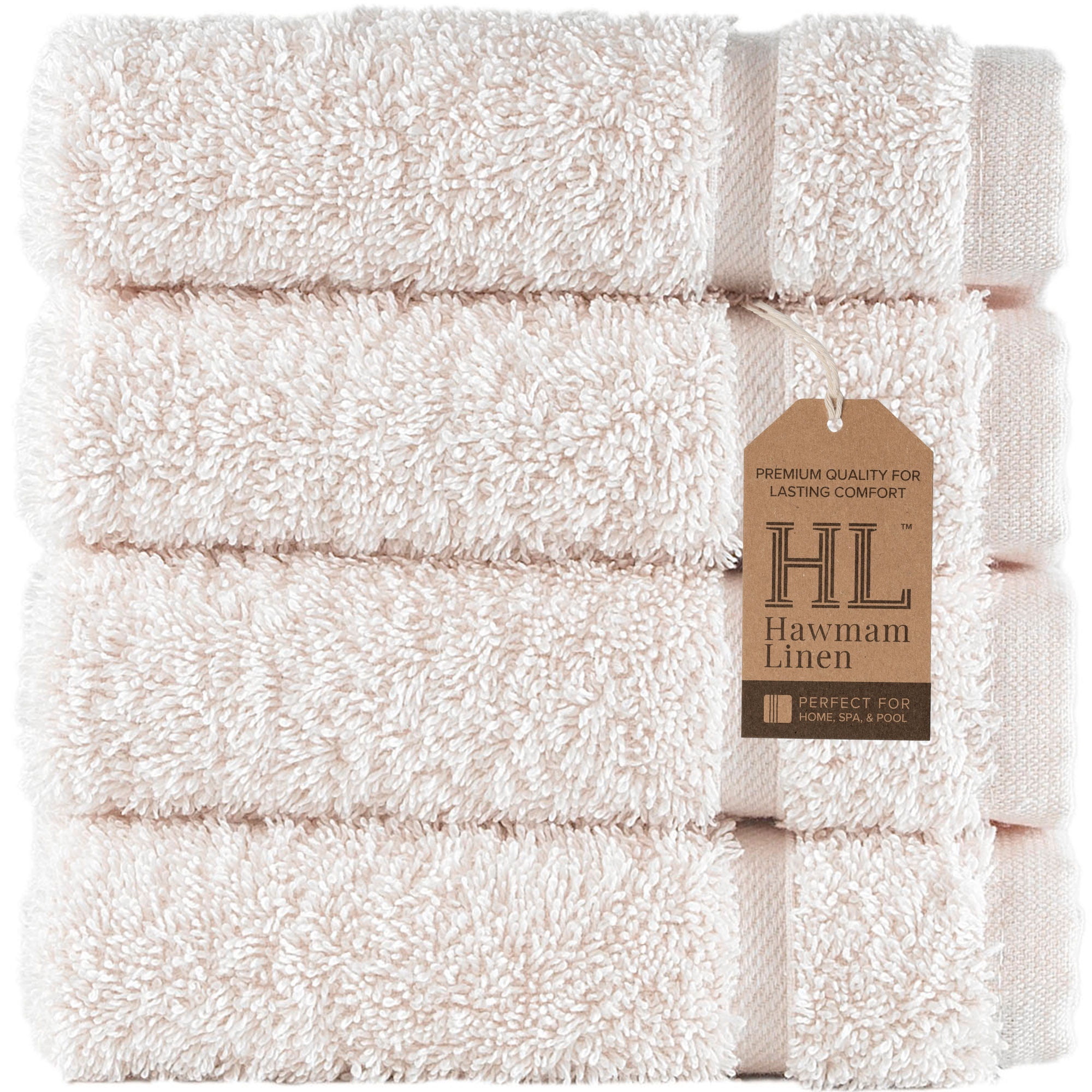 Hawmam Linen 4-Piece Soft Turkish Cotton Washcloths for Adults - Sea ...