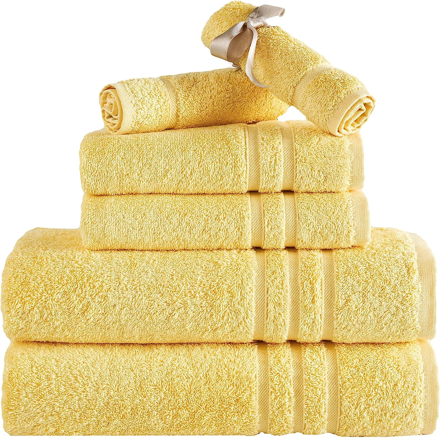 Hawmam Linen Yellow 6 Pack Bath Linen Sets for Bathroom Original ...