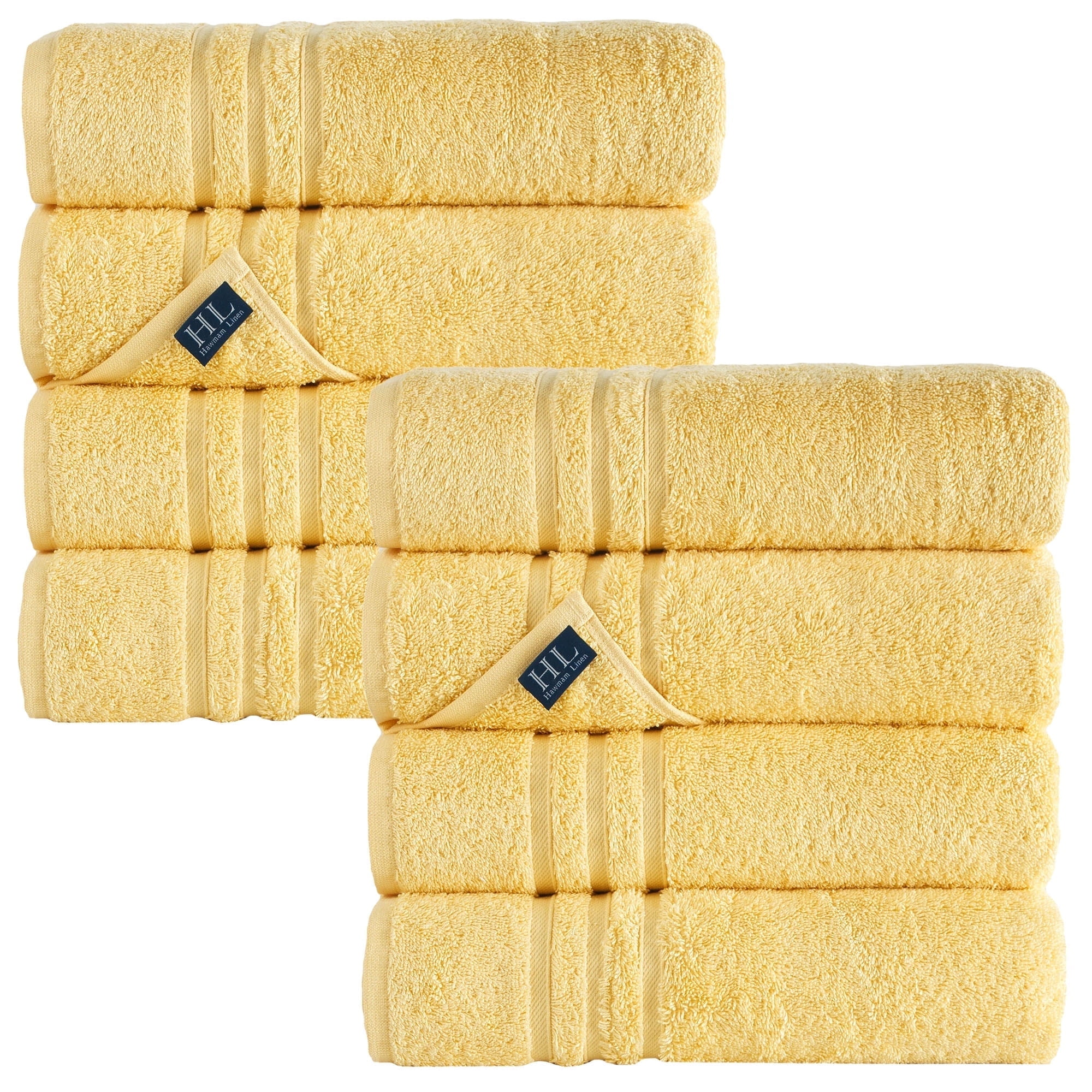 Hawmam Linen Yellow Bath Towels - Luxury 8-Pack 27x54 Large Bath Towel ...