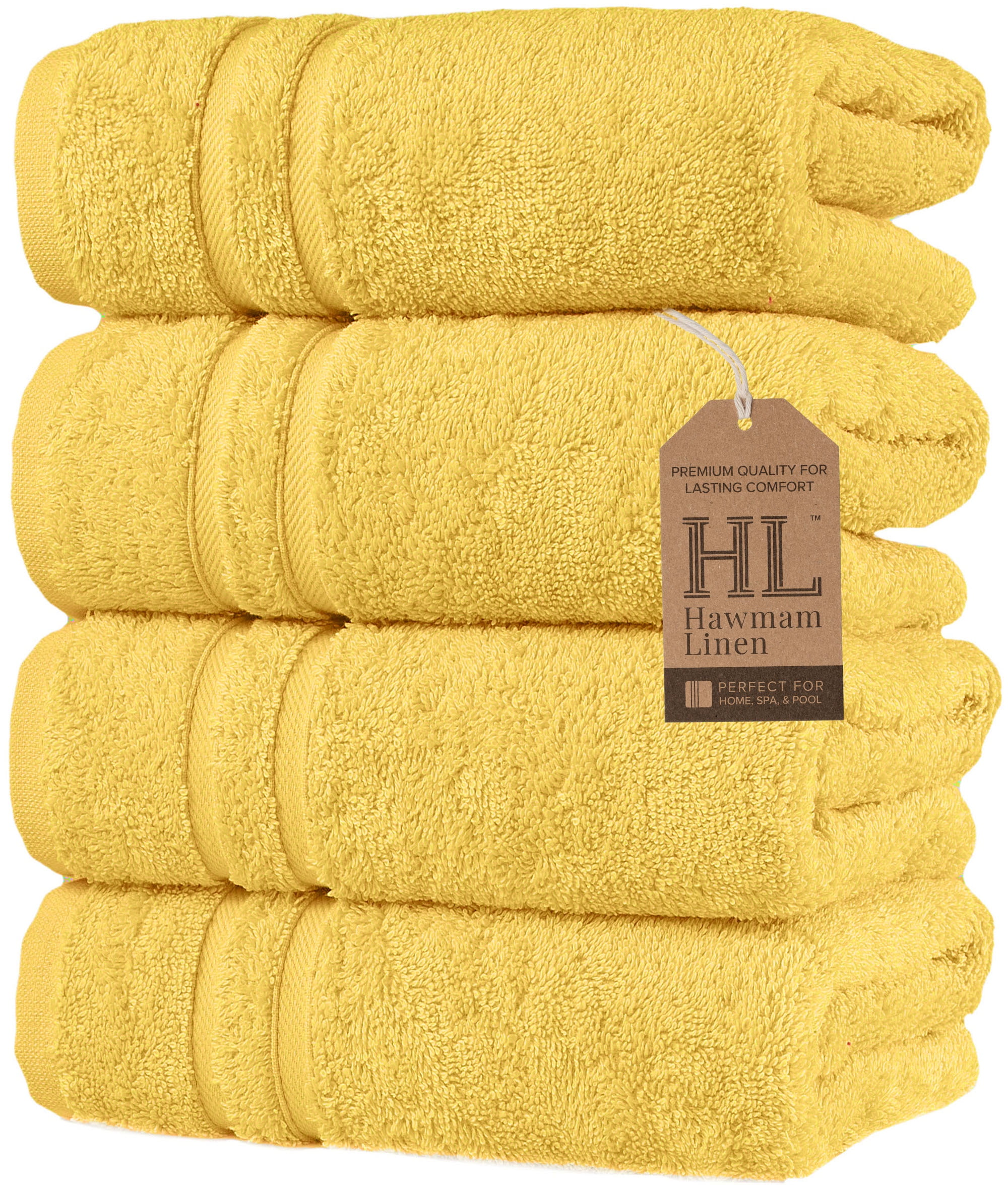 Hammam Linen Luxury Cotton Hand Towels Set of 4 - Quick-Dry, Soft ...
