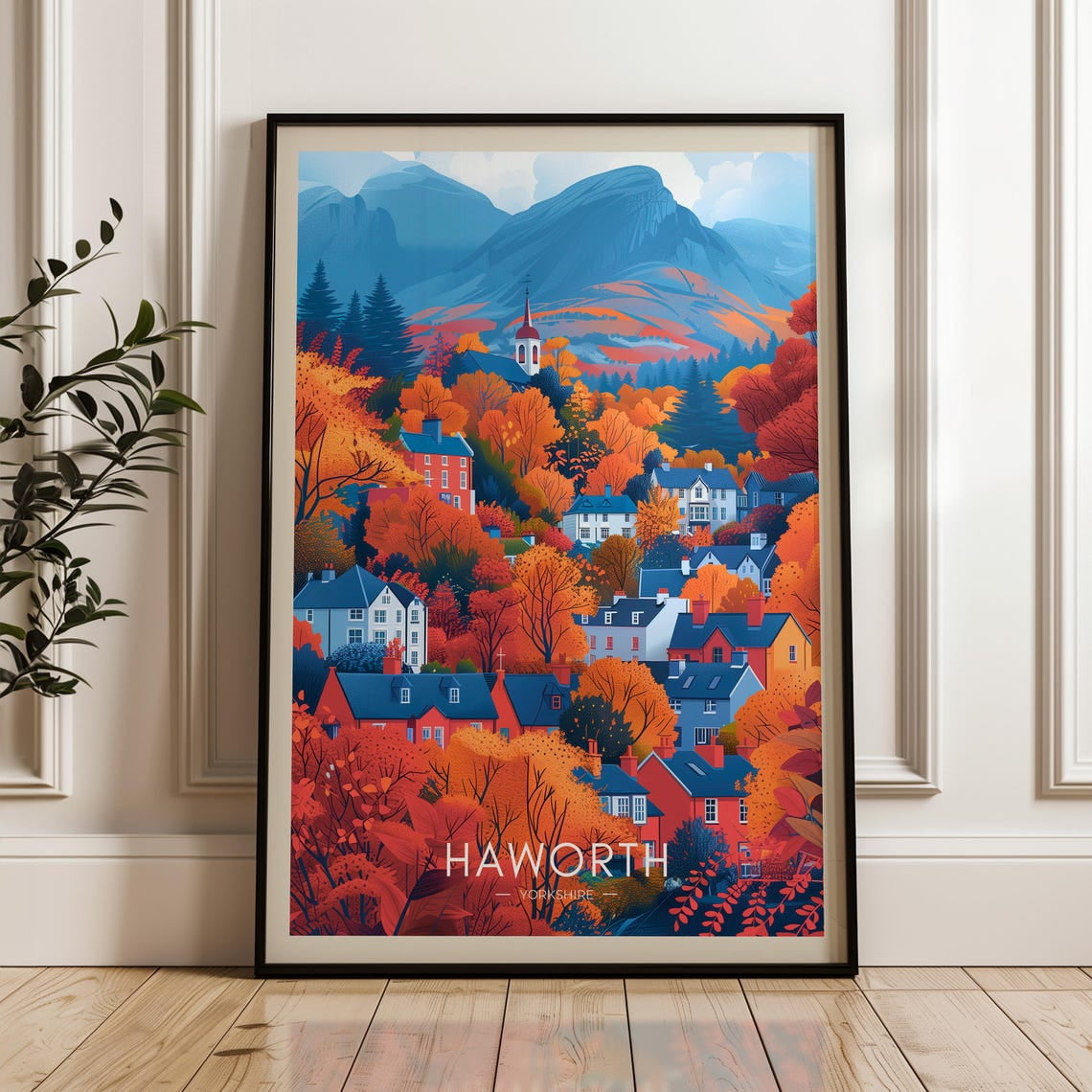 Haworth Travel Poster - United Kingdom Wall Art Print, Illustration ...