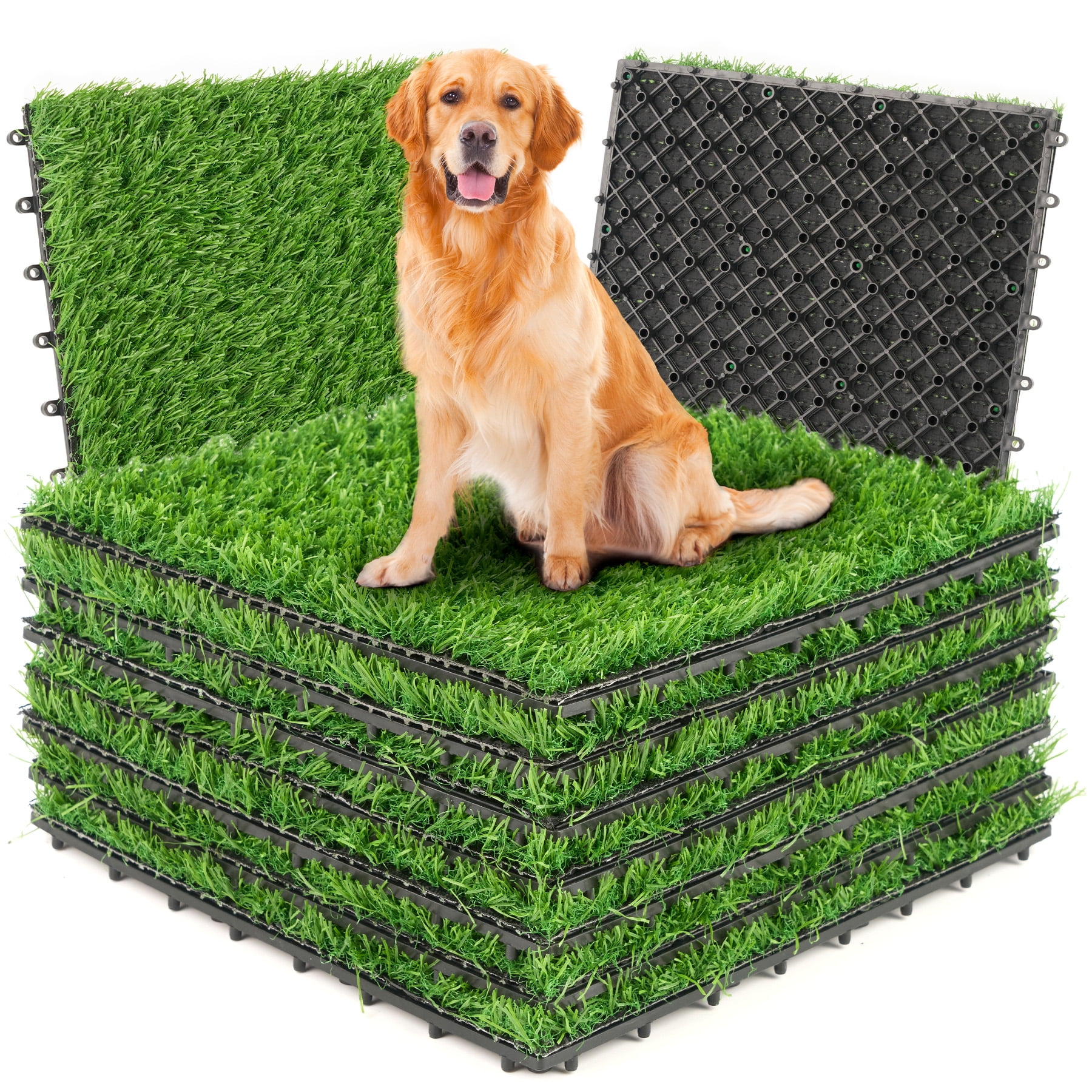Hawsaiy 27pcs 12"x 12" Artificial Grass Interlocking Turf Tile Indoor ...