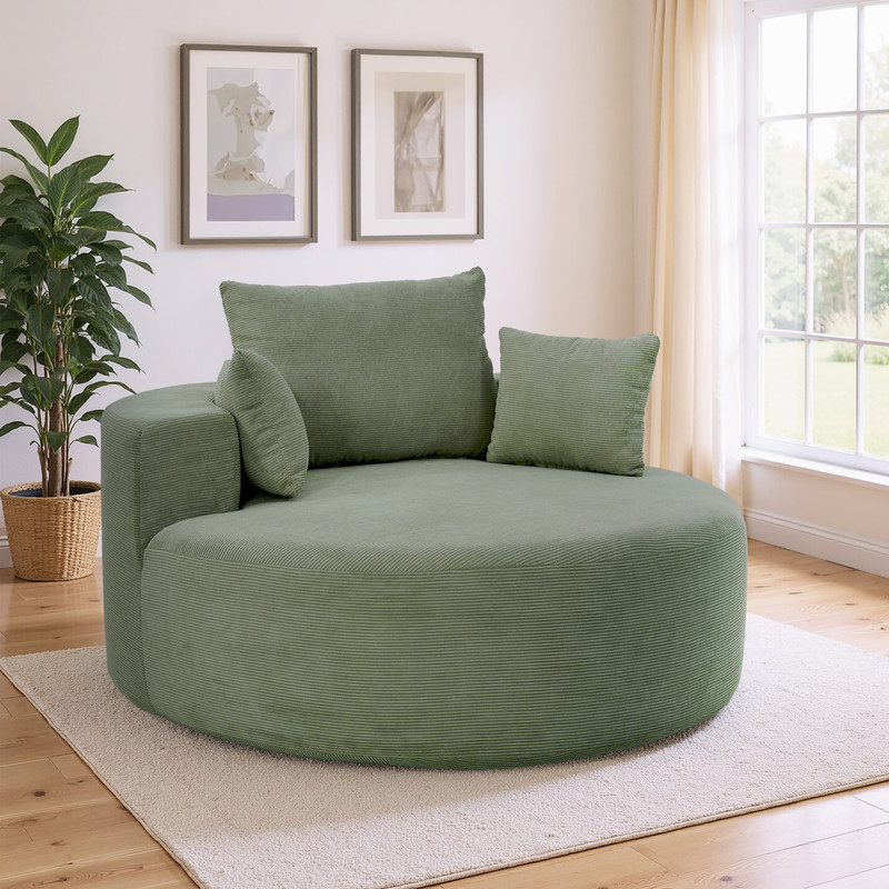 Hawsaiy 56.3" Oversized Round Chaise Lounge Sofa, Deep Seat Sleeper ...