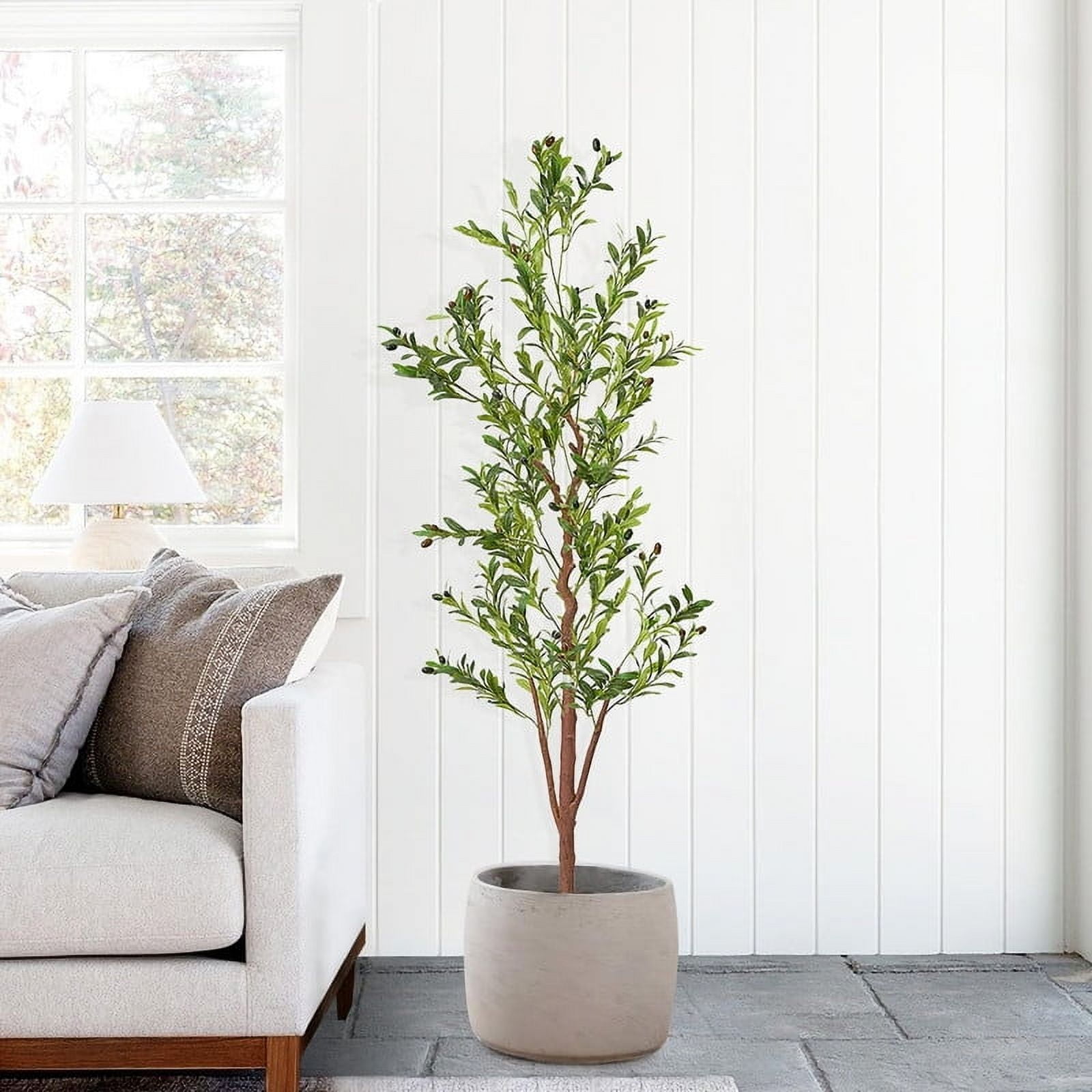 Hawsaiy 5FT Artificial Olive Tree with Natural Wood Trunk, Realistic ...