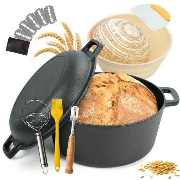 Enameled Cast Iron Dutch Oven with Lid – 6-Quart Bread Oven & Sourdough ...