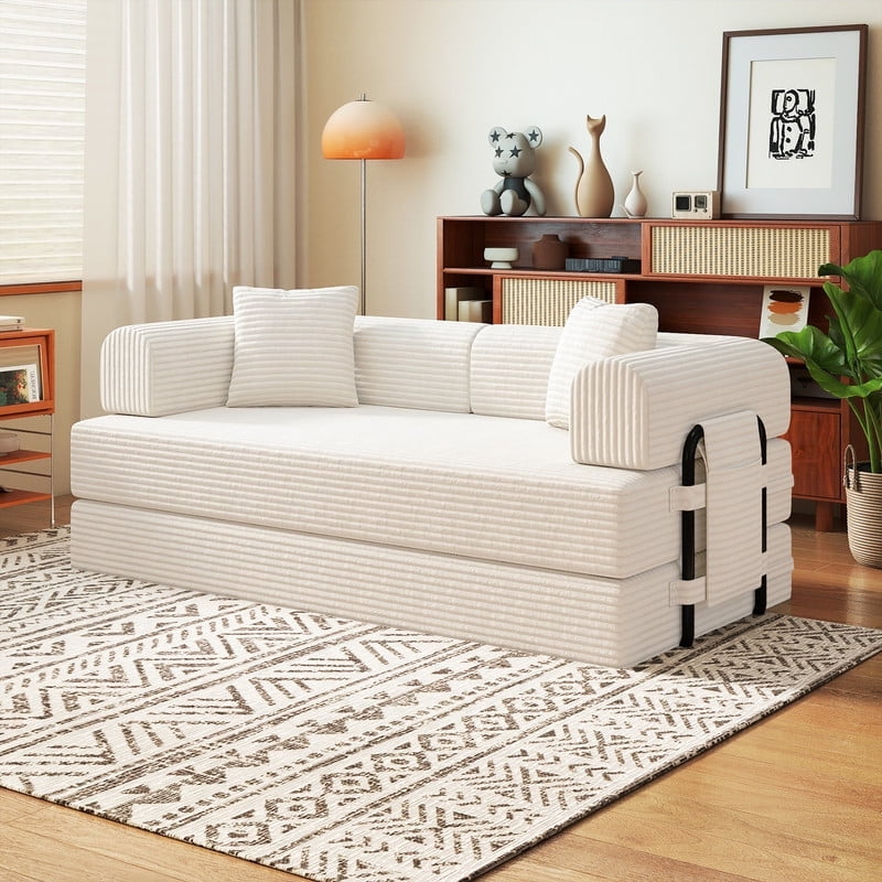 Hawsaiy 78" Convertible Corduroy Modular Floor Sofa Bed with ...