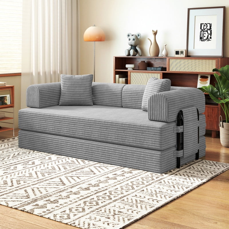 Hawsaiy 78" Convertible Corduroy Modular Floor Sofa Bed with ...