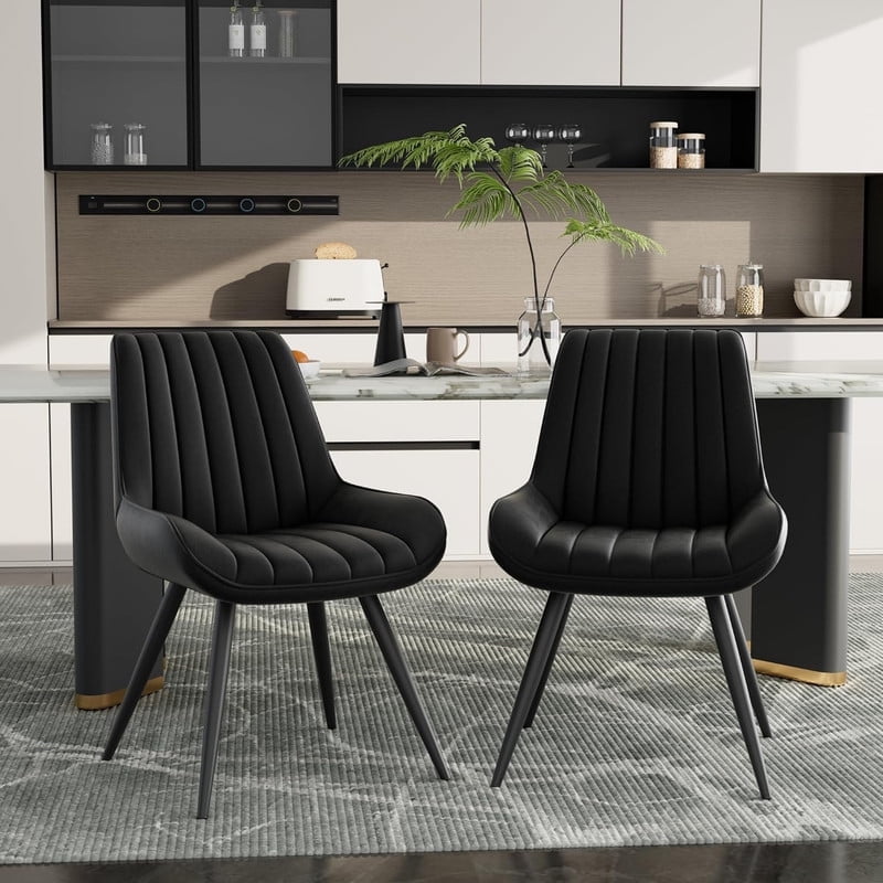 Hawsaiy Dining Chairs Set of 2, Faux Leather Mid Century Modern Kitchen ...