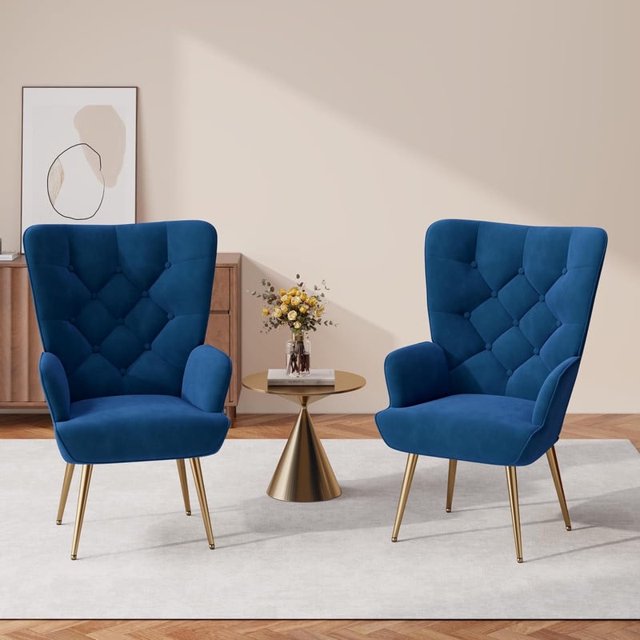 Hawsaiy High Back Velvet Accent Chair Set of 2 with Metal Legs, Modern ...