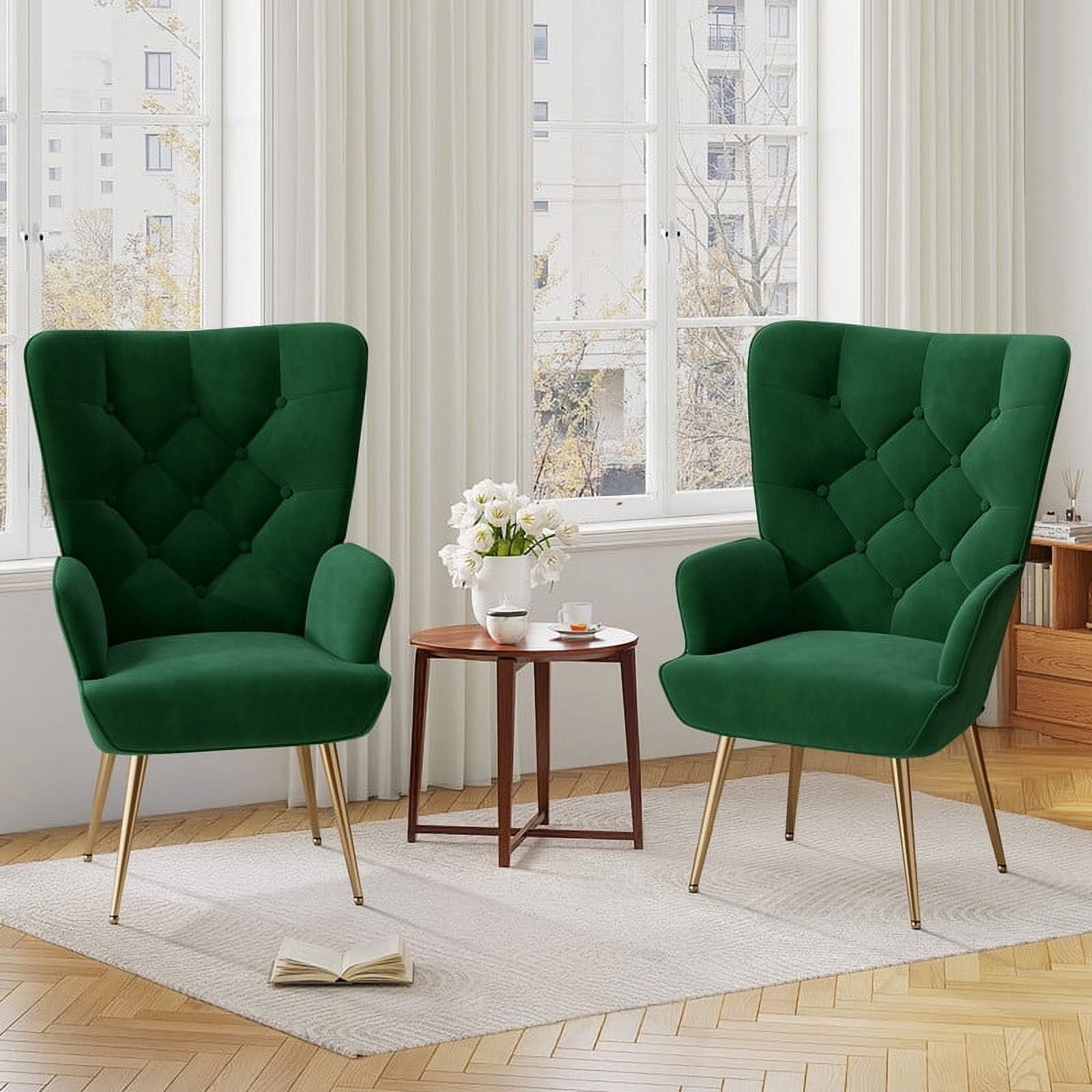 Hawsaiy High Back Velvet Accent Chair Set of 2 with Metal Legs, Modern ...