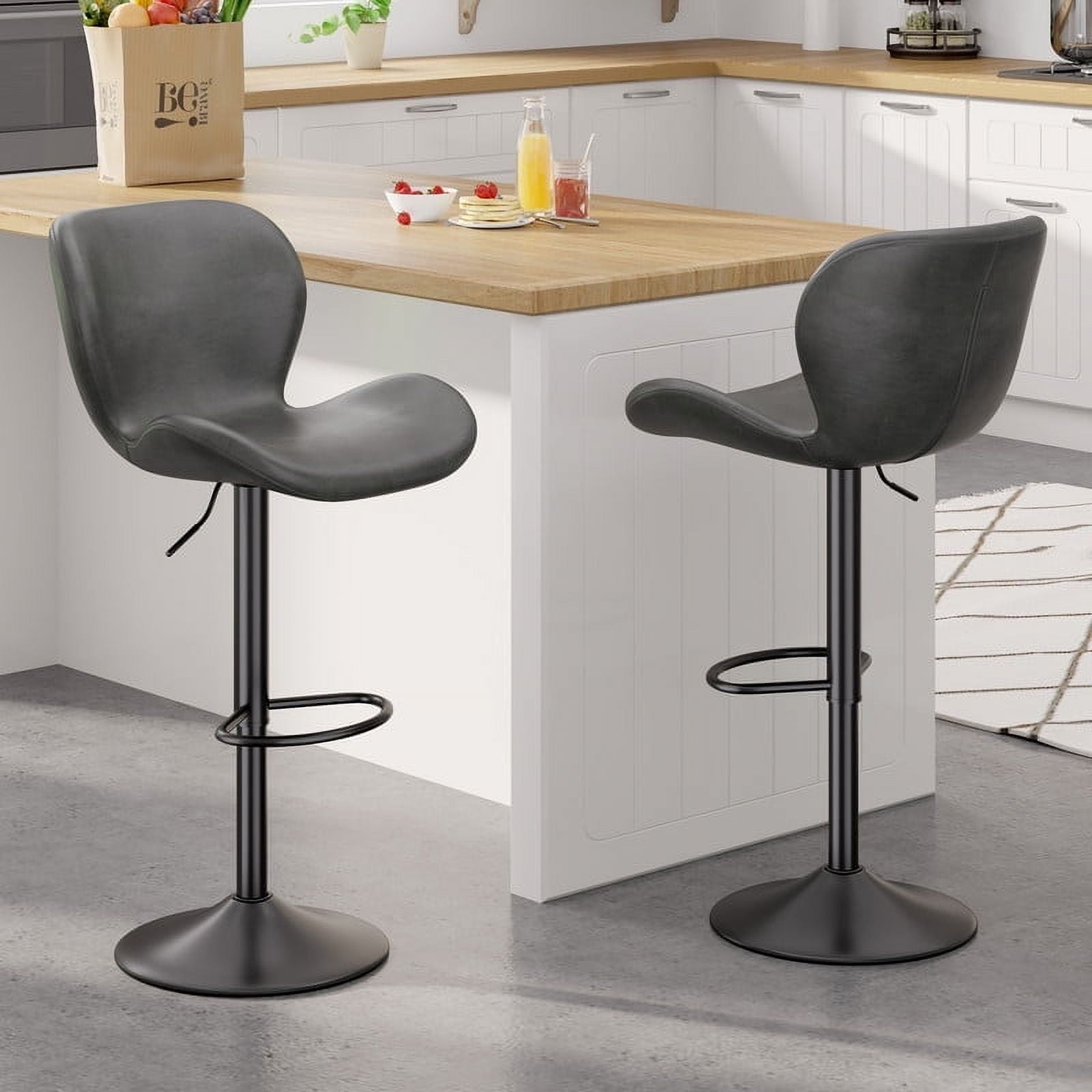 Hawsaiy Modern Adjustable Bar Stool Set of 2 with High-Density Foam ...