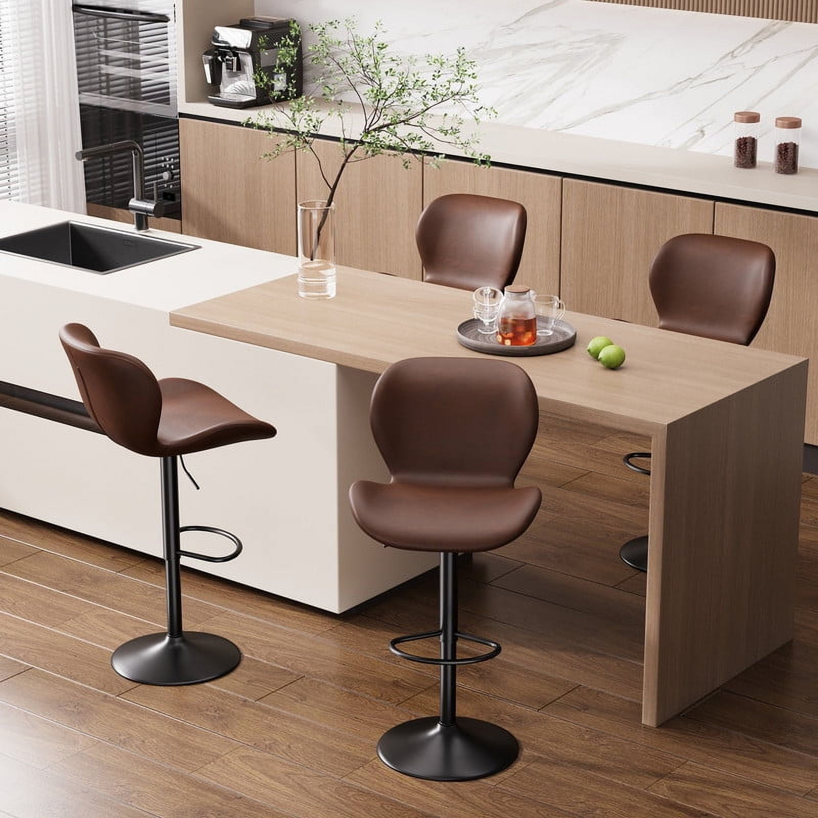 Hawsaiy Modern Adjustable Bar Stool Set of 4 with High-Density Foam ...