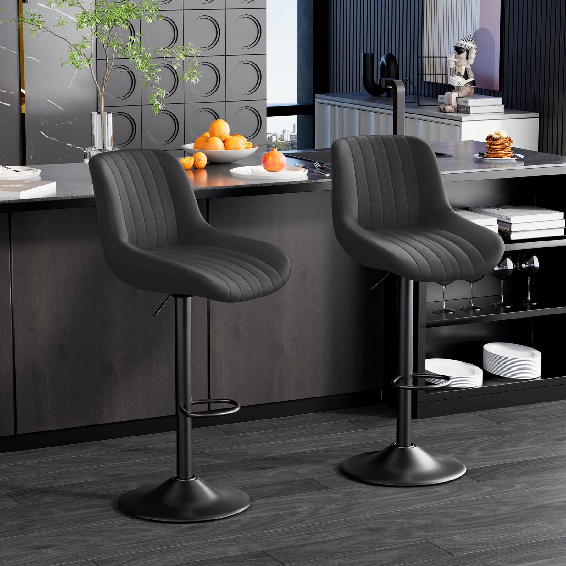 Nalupatio Modern Swivel Metal Counter Bar Stools with Adjustable Height ...