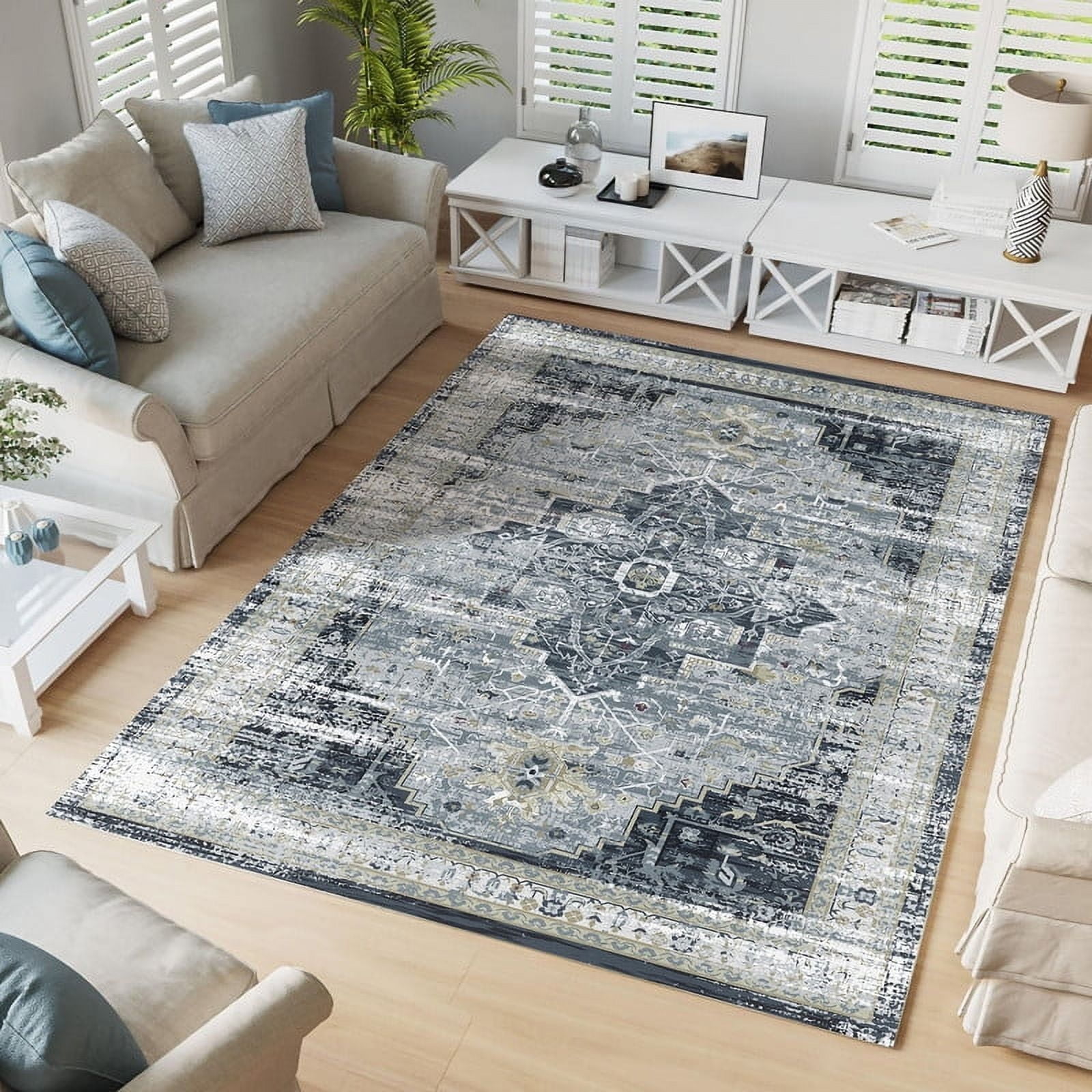 Washable Area Rugs 5x7 ft, Non-Slip Large Soft Vintage Carpet for ...