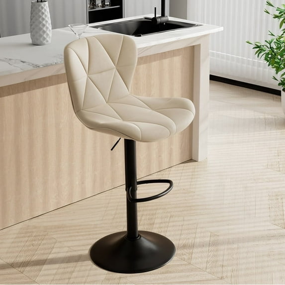 Hawsaiy Modern Bar Stools Set of 1, Adjustable Faux Leather Upholstered ...