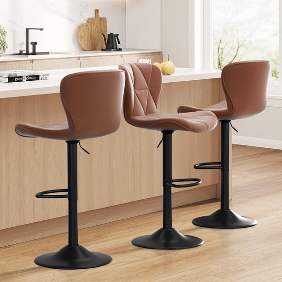 Faux Leather Bar Stools Cream