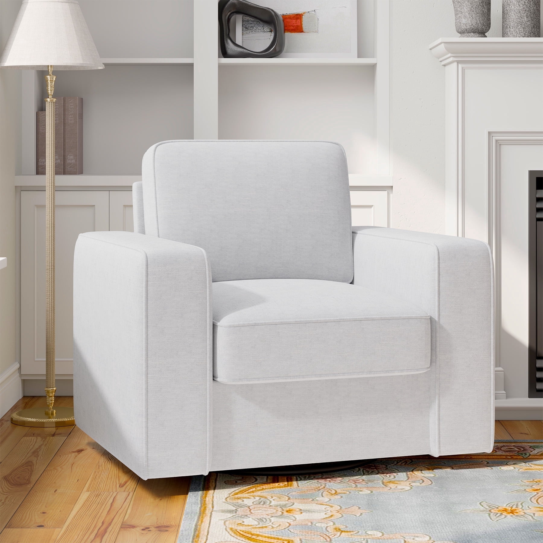 Hawsaiy Swivel Accent Chair, Mid-Century Modern Linen Armchair with ...