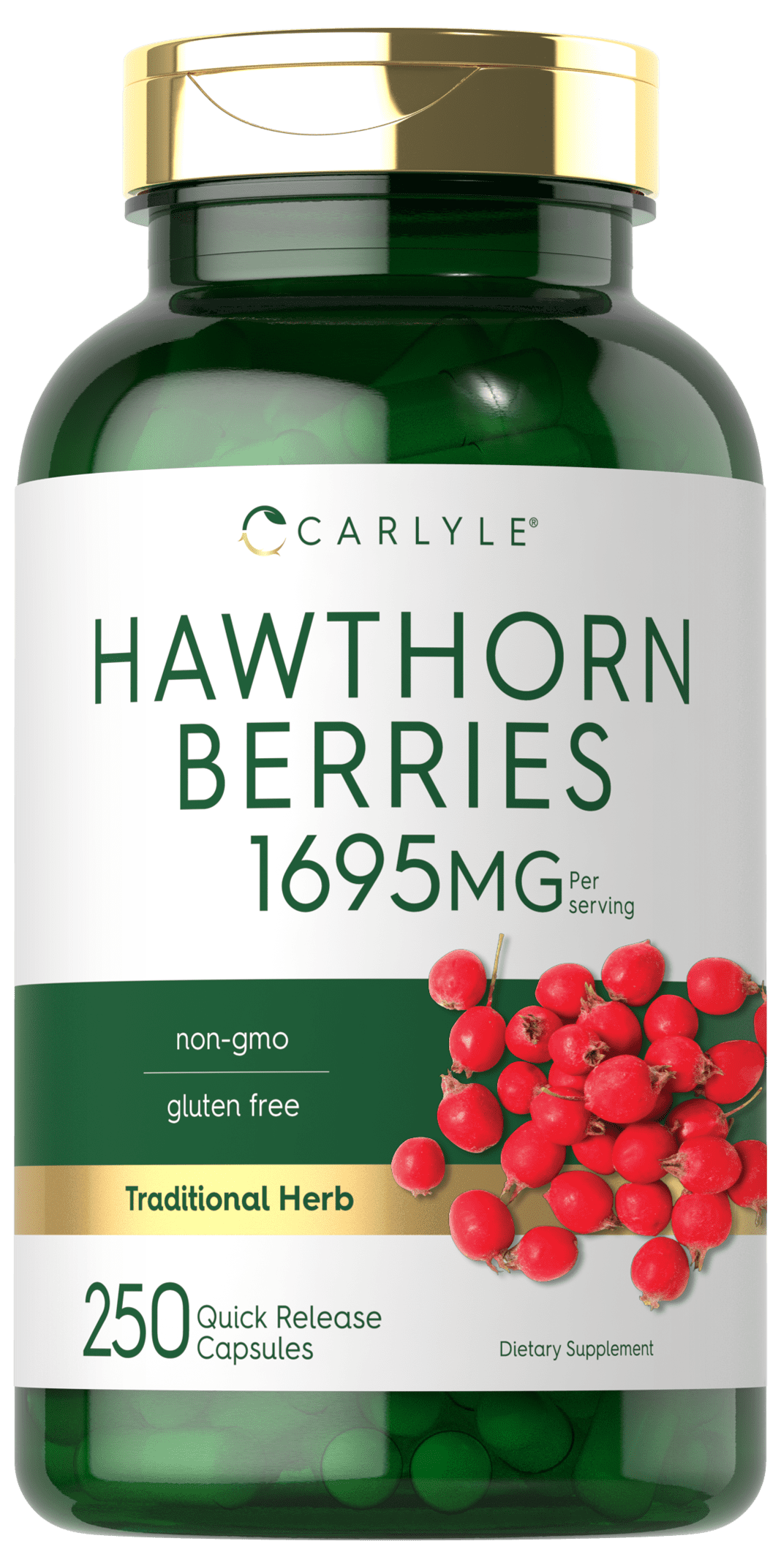 Carlyle Herbal Hawthorn Berry Pills | 1695mg | 250 Vegetarian Capsules ...